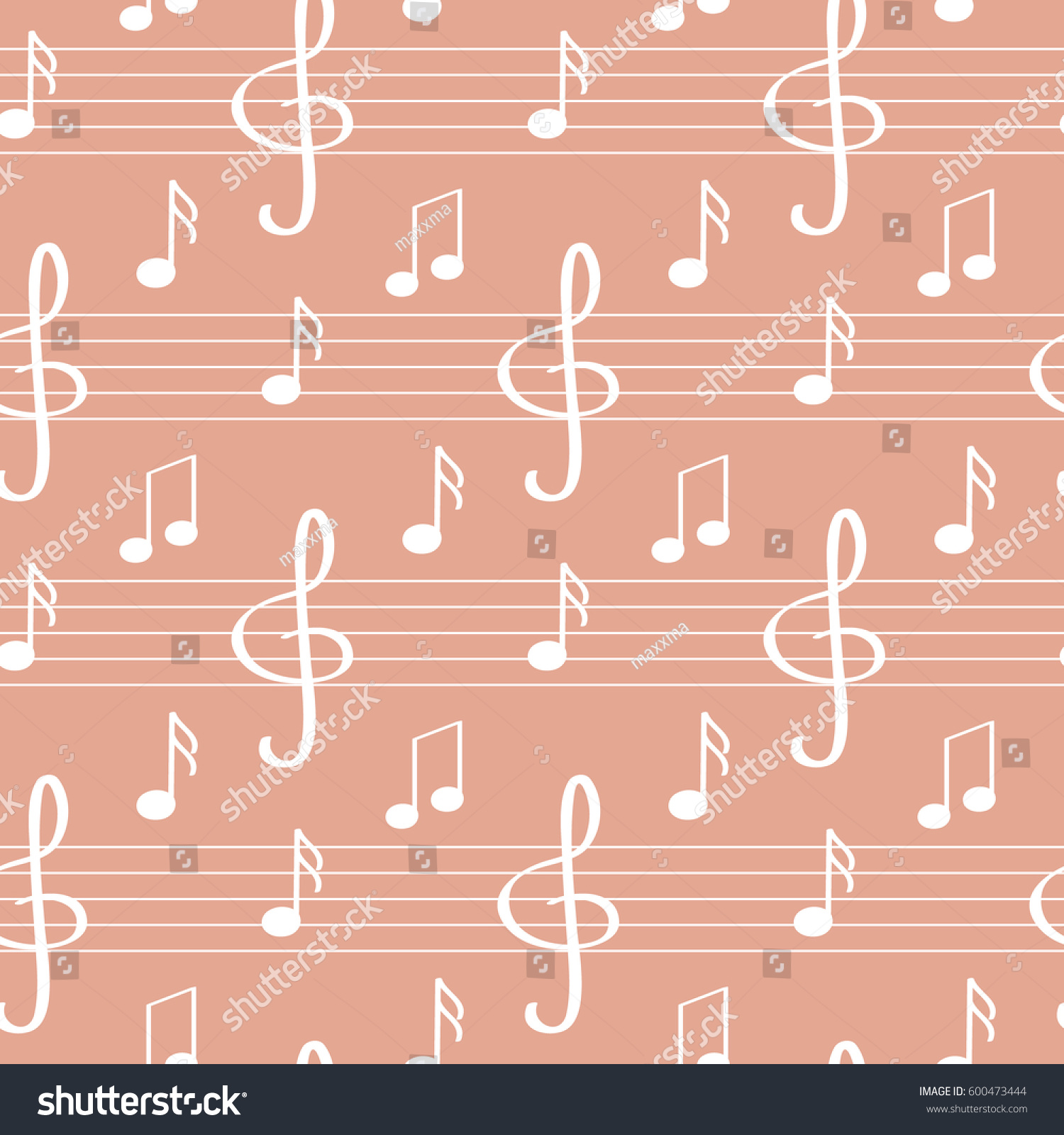 Seamless Pattern Notes Treble Clef Stave: vector de stock (libre de ...