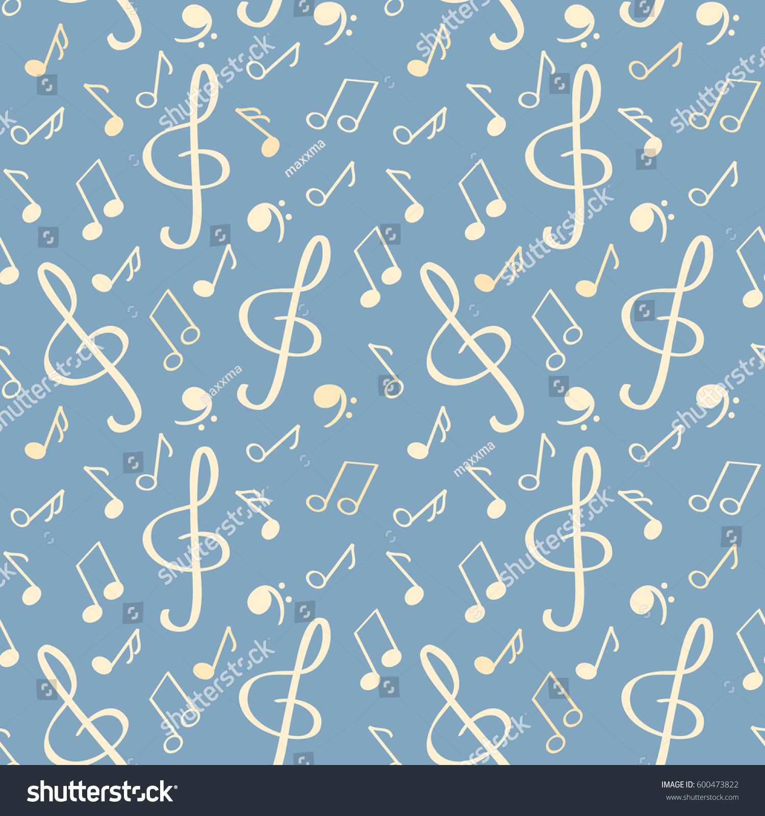 Seamless Pattern Notes Treble Clef Stave Stock Vector (Royalty Free ...