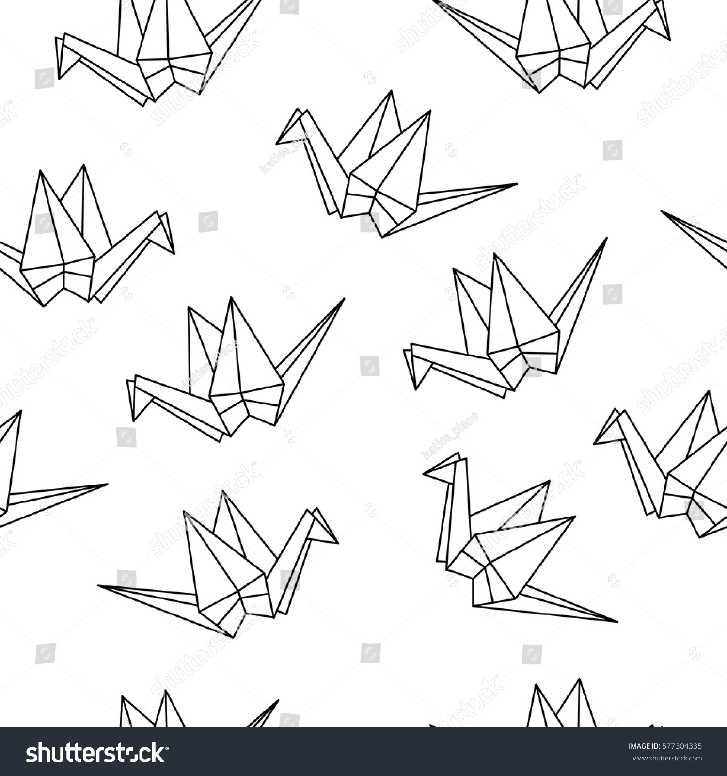 Seamless Pattern Origami Cranes Paper Crane Stock Vector 577304335 ...
