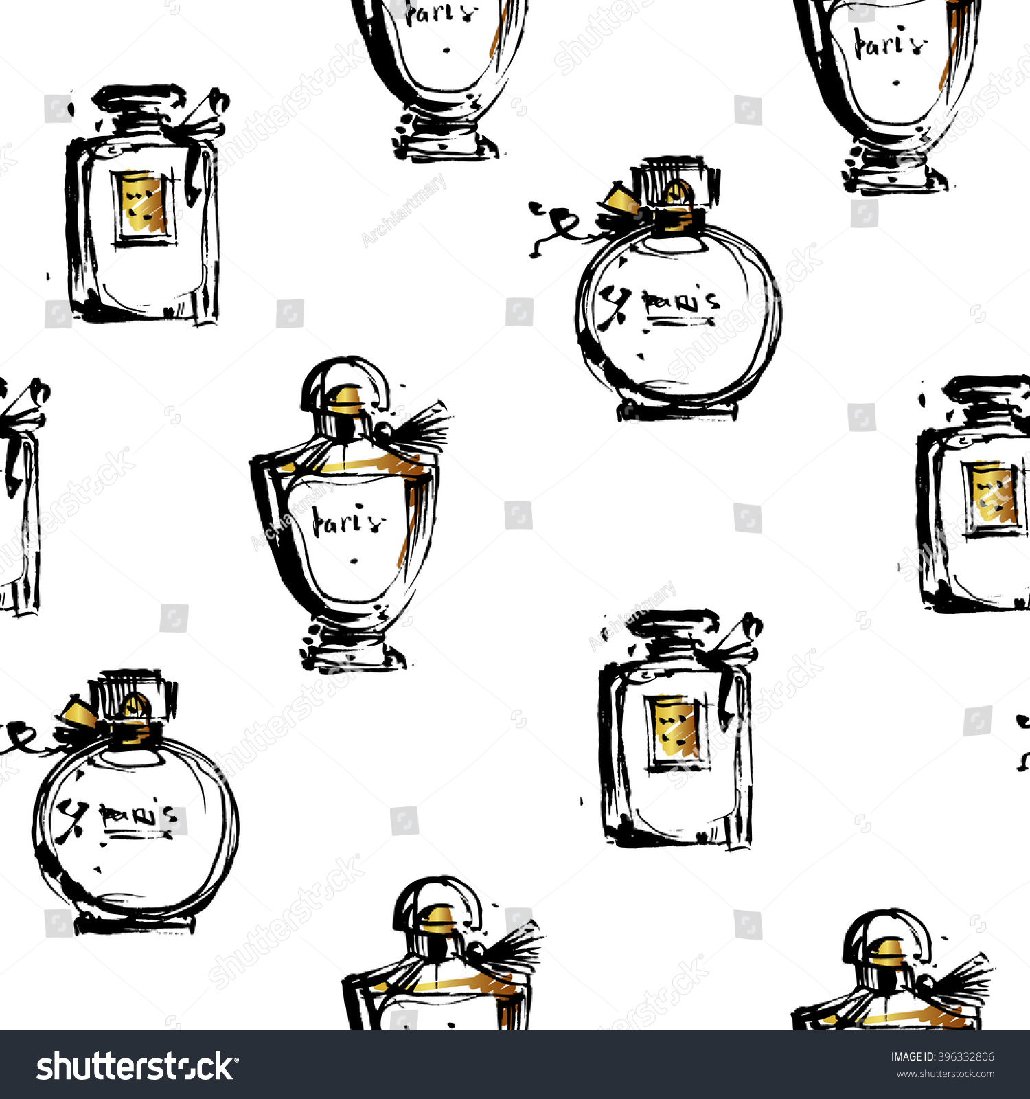 Seamless Pattern Parfume Perfume Bottles Perfume Stock Vector (Royalty ...