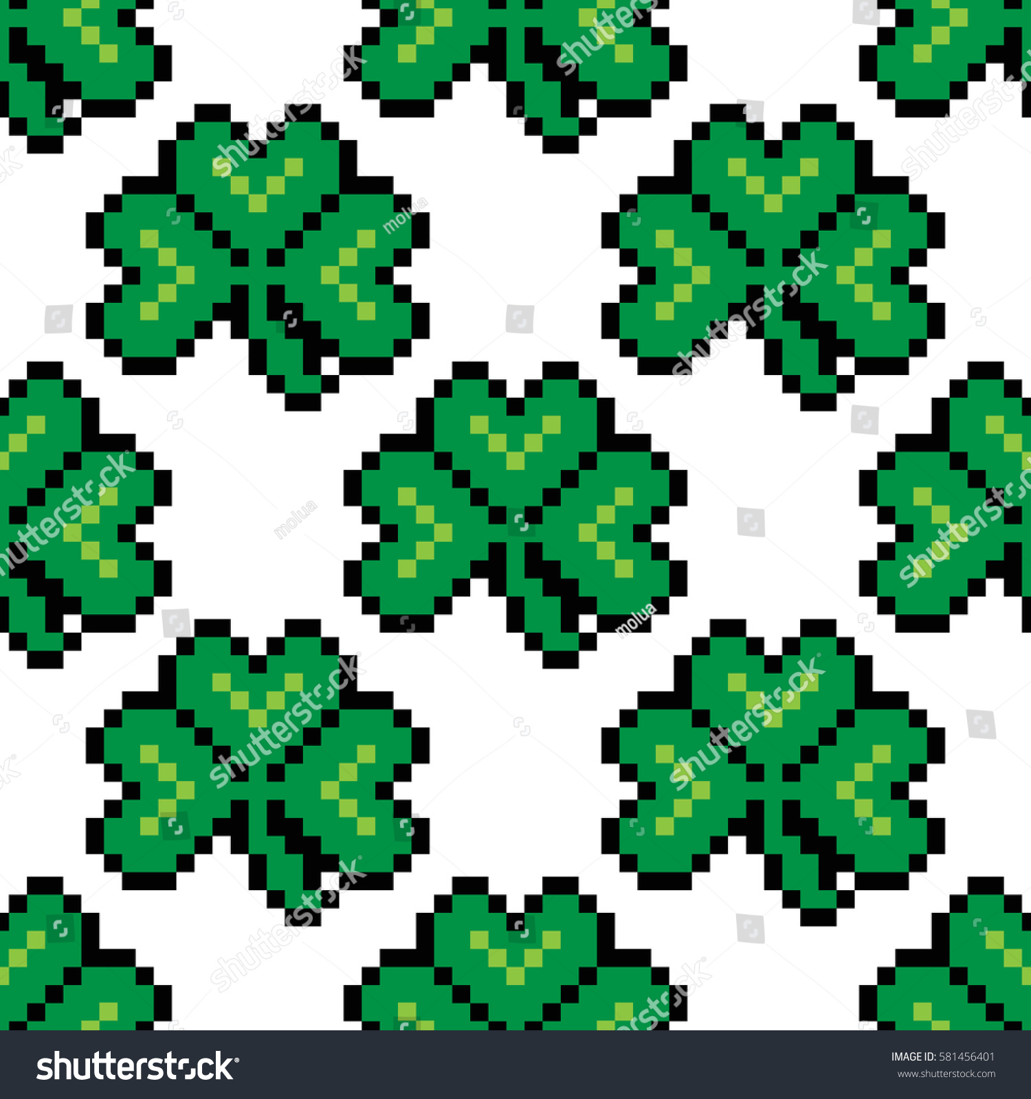 Seamless Pattern Pixel Clover 8bit Pixel Stock Vector (Royalty Free ...
