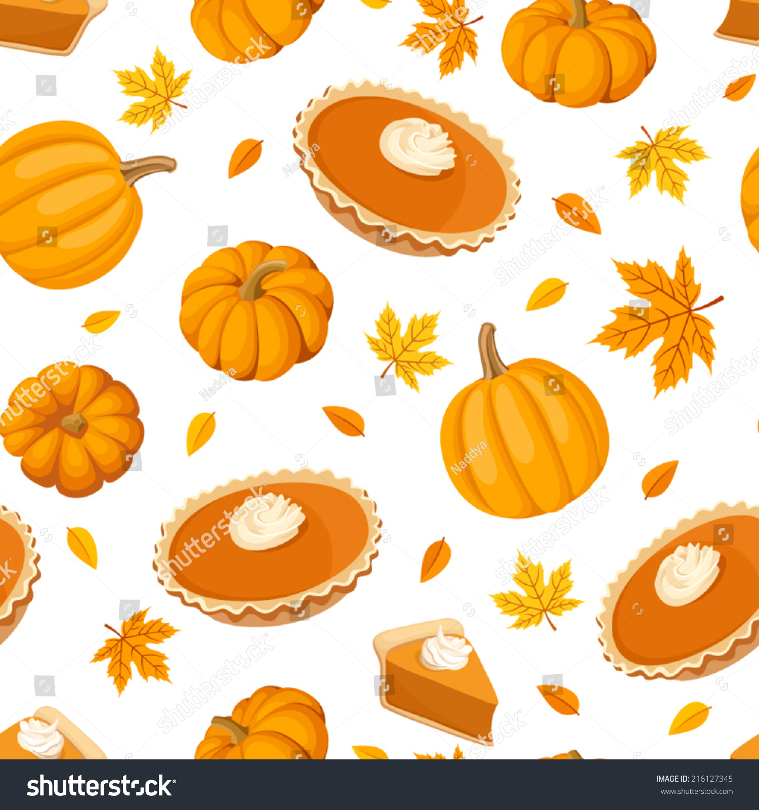 Seamless Pattern Pumpkin Pies Pumpkins Vector Stock Vector (Royalty ...