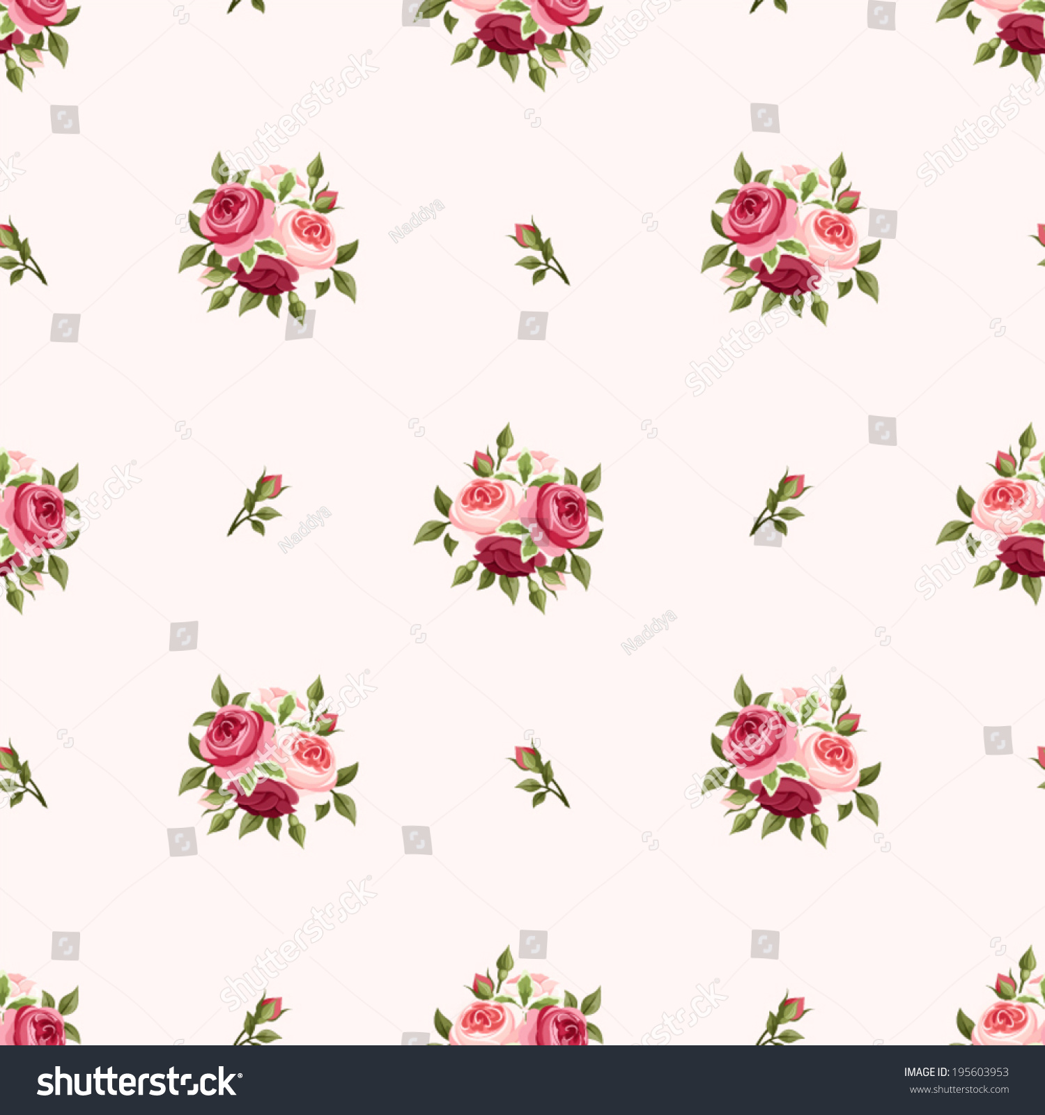 Seamless Pattern Red Pink Roses Vector Stock Vector (Royalty Free ...