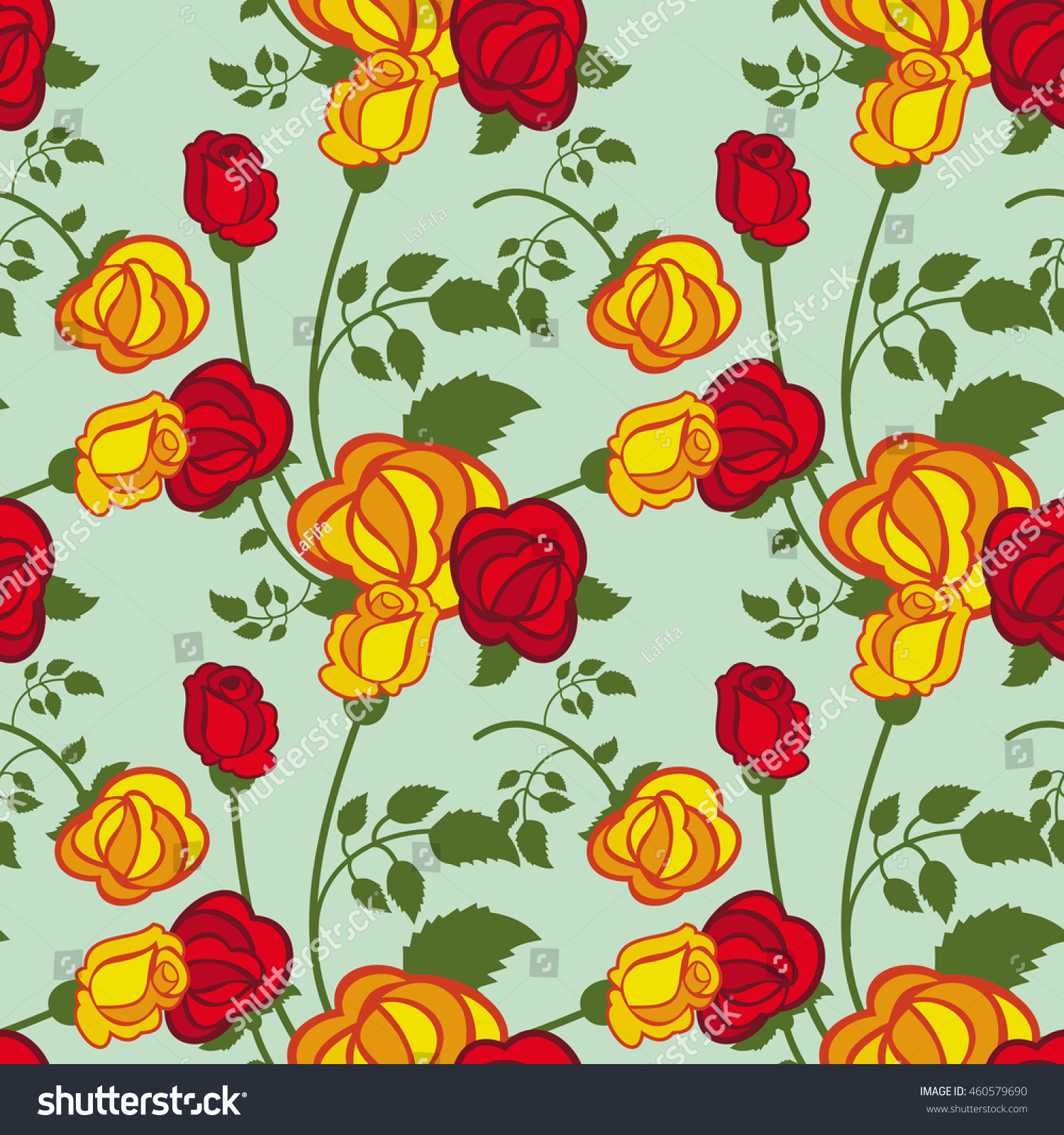 Seamless Pattern Roses Vector Clip Art Stock Vector (Royalty Free ...