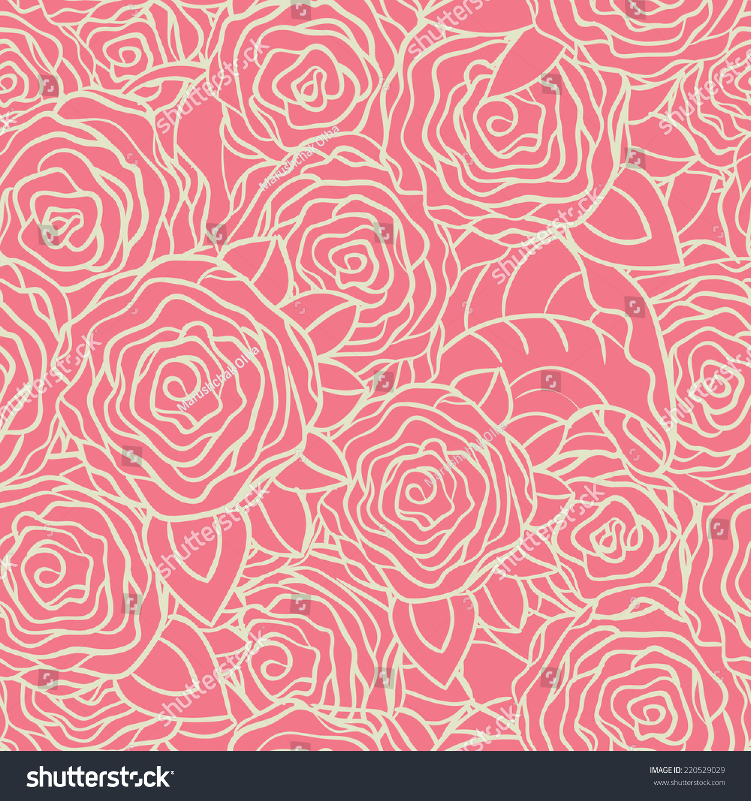 Seamless Pattern Roses Vector Illustration Stock Vector (Royalty Free ...