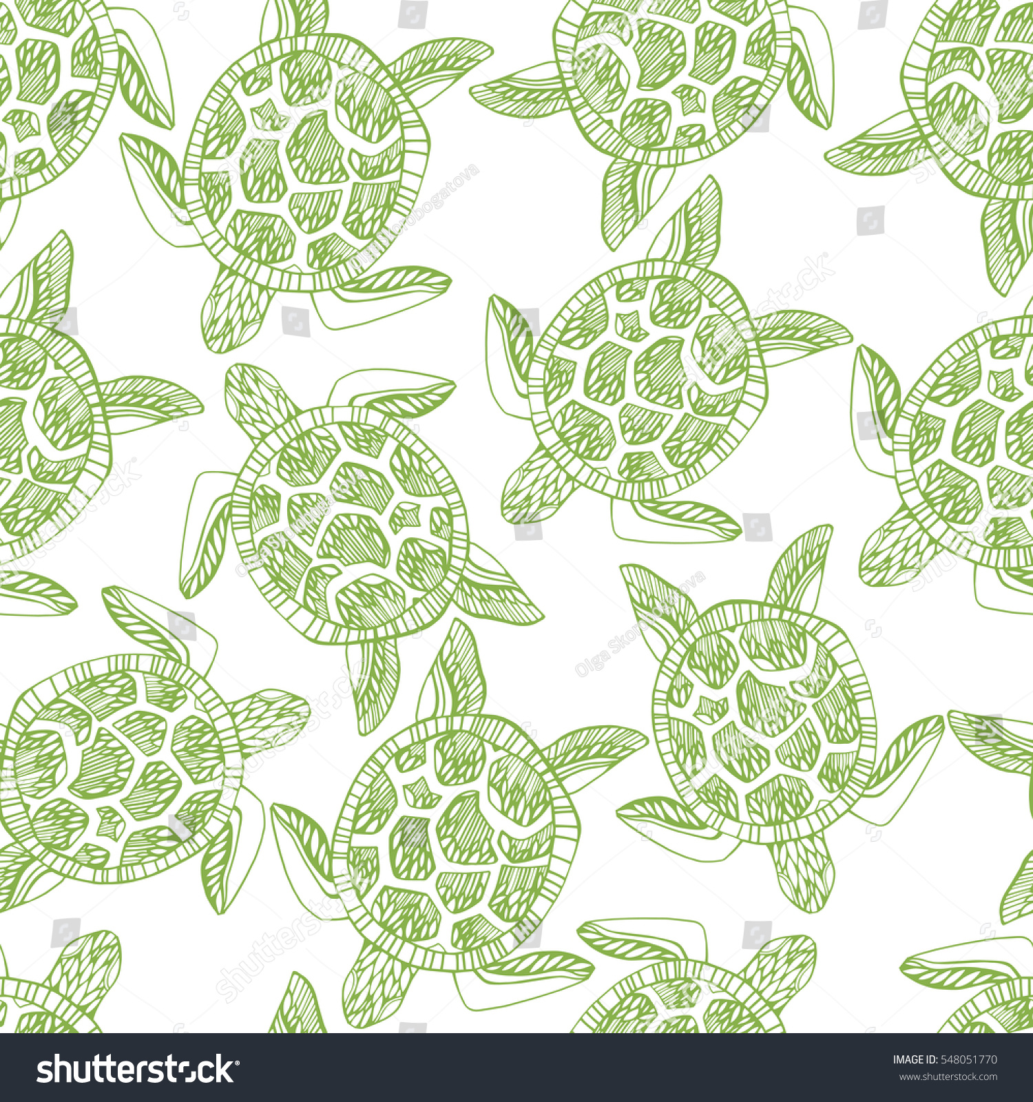 Seamless Pattern Sea Turtles Stock Vector (Royalty Free) 548051770 ...