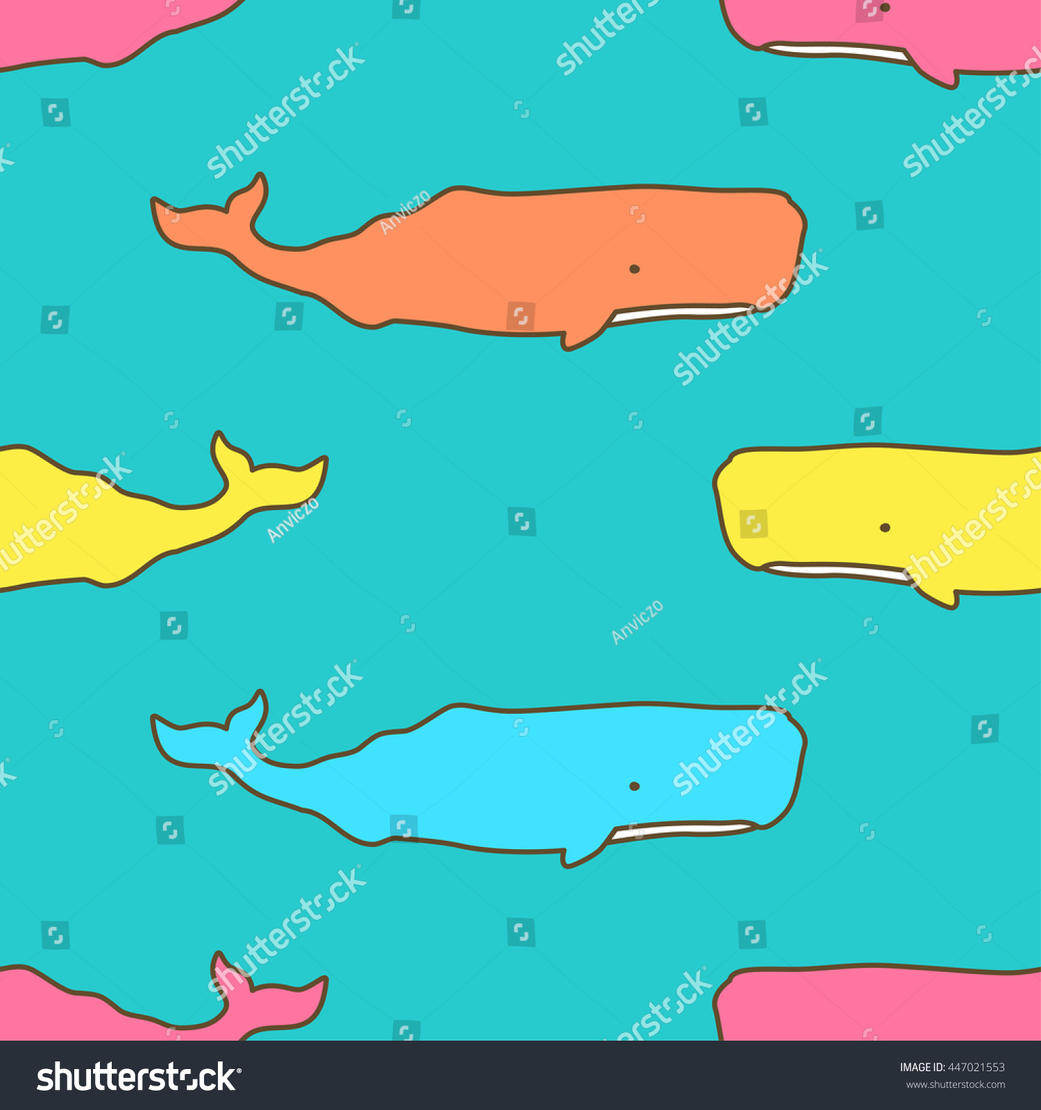 Seamless Pattern Sperm Whales Vector Illustration Stock Vector (Royalty ...