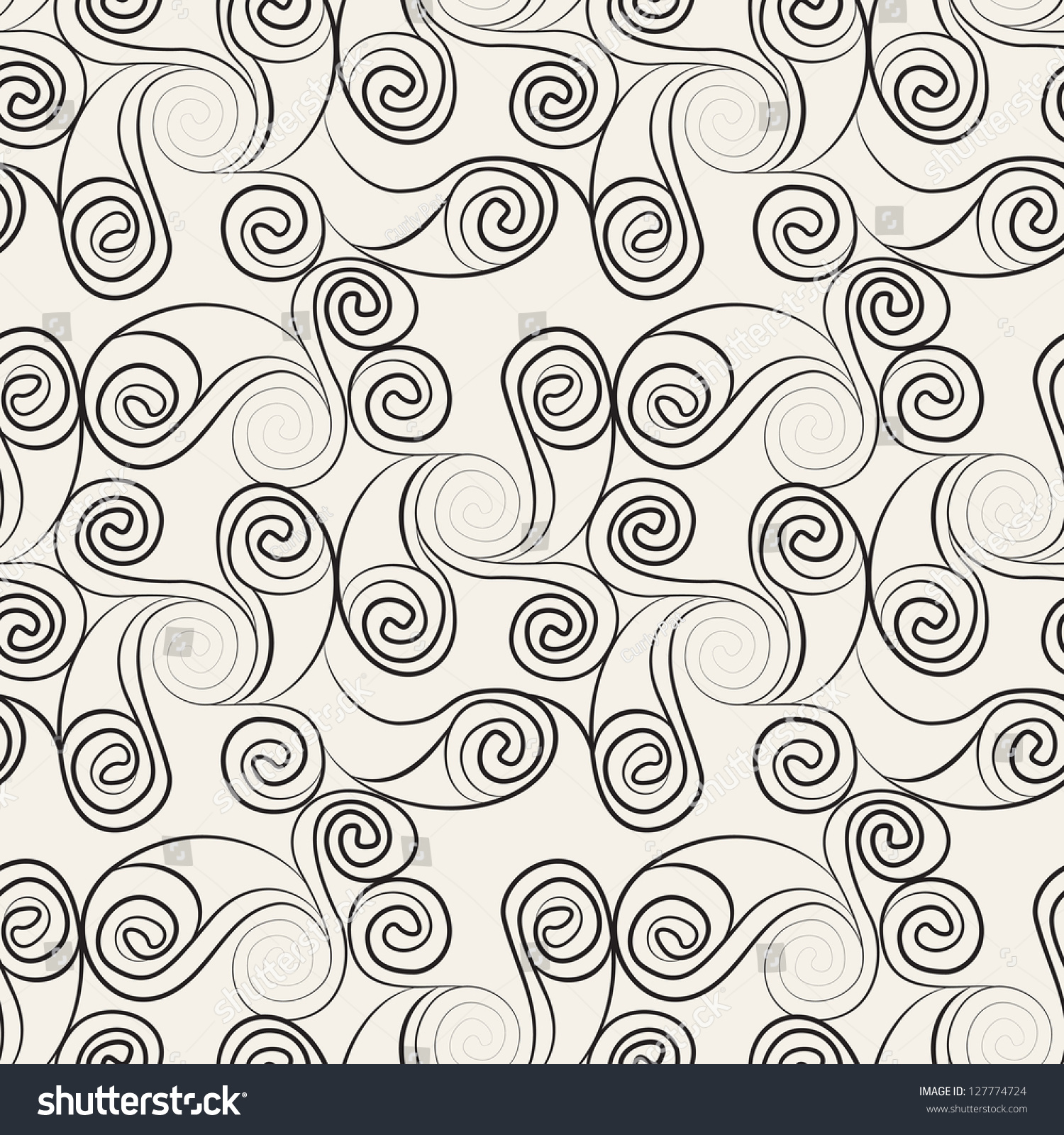 Seamless Pattern Spiral Curls Vector Repeating Stock Vector (Royalty ...