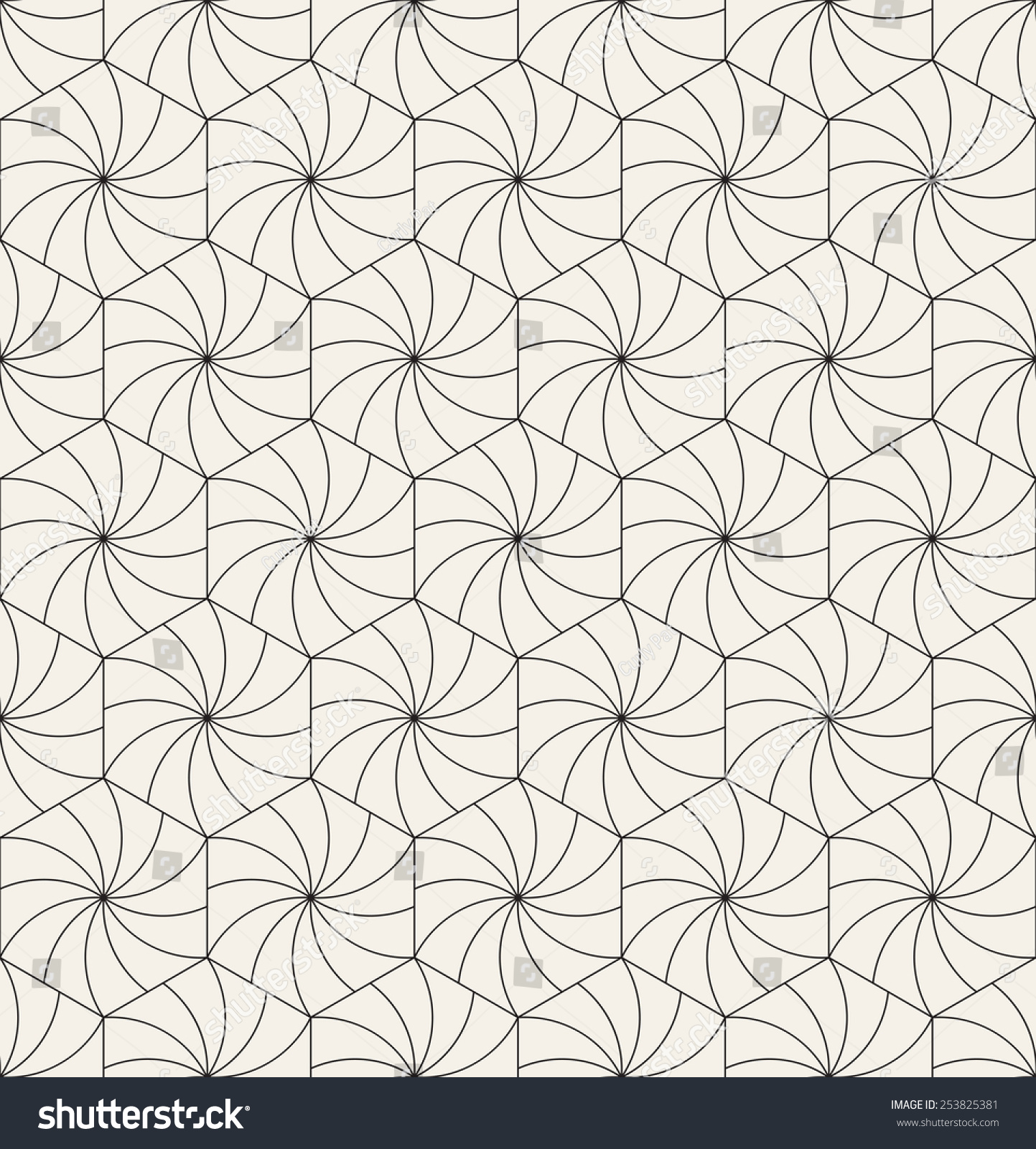 Seamless Pattern Spiral Curls Vector Repeating Stock Vector (Royalty ...