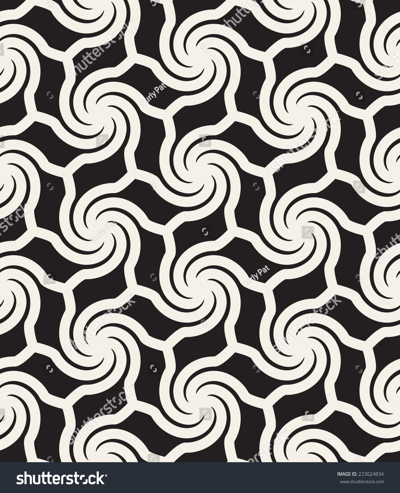 Seamless Pattern Spiral Curls Vector Repeating Stock Vector (Royalty ...