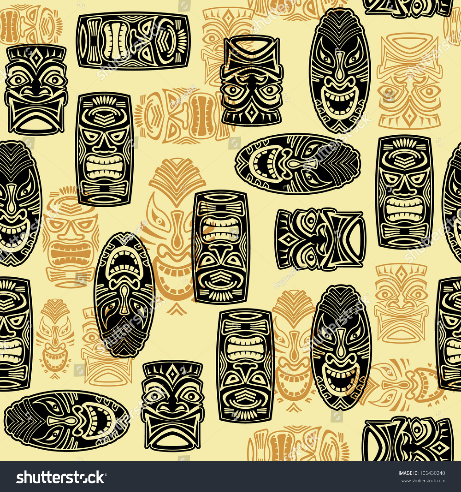 Seamless Pattern Tiki Mask Stock Vector 106430240 - Shutterstock