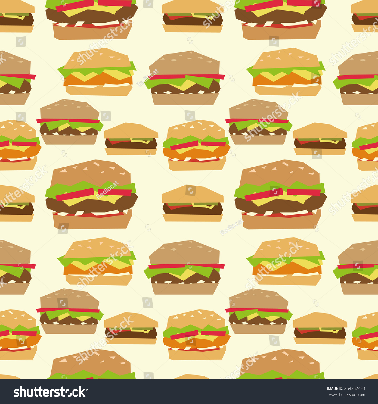 Seamless Pattern Various Burgers เวกเตอร์สต็อก 254352490 - Shutterstock