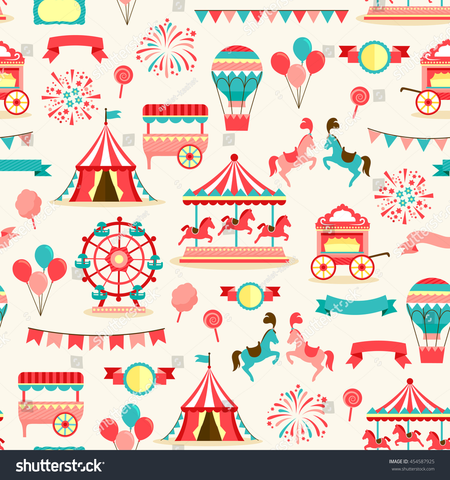 Seamless Pattern Vintage Carnival Elements Stock Vector (Royalty Free ...