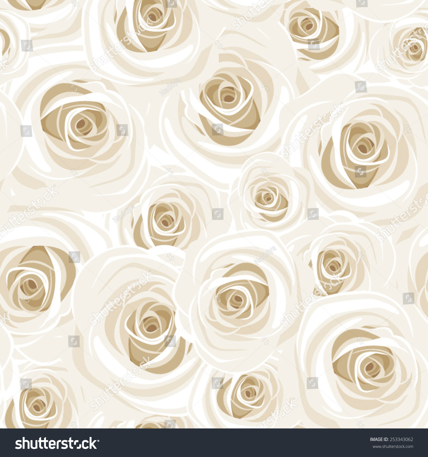 Seamless Pattern White Roses Vector Illustration Stock Vector (Royalty ...