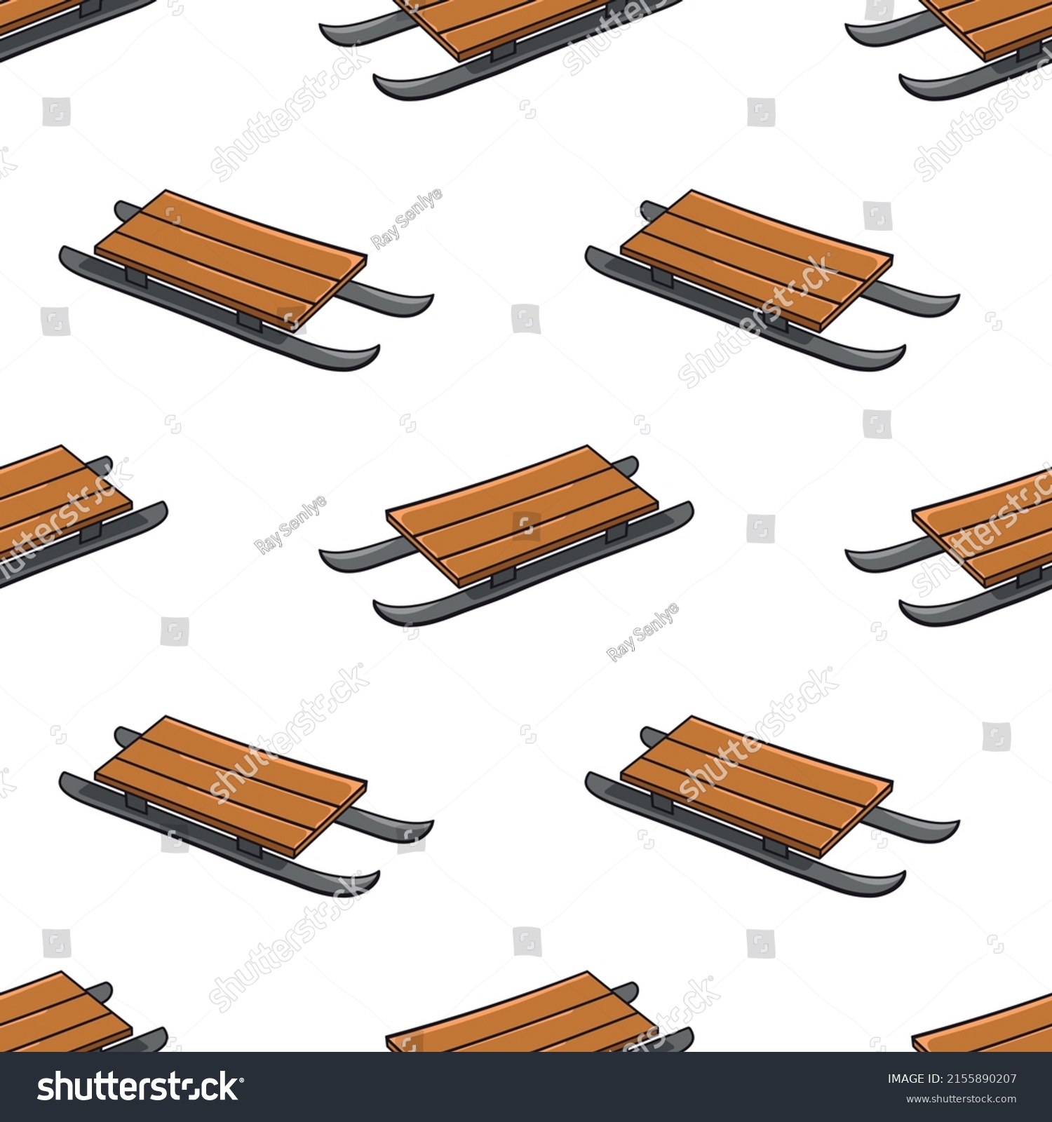 Seamless Pattern Wooden Sled Doodle Vector Stock Vector (Royalty Free ...