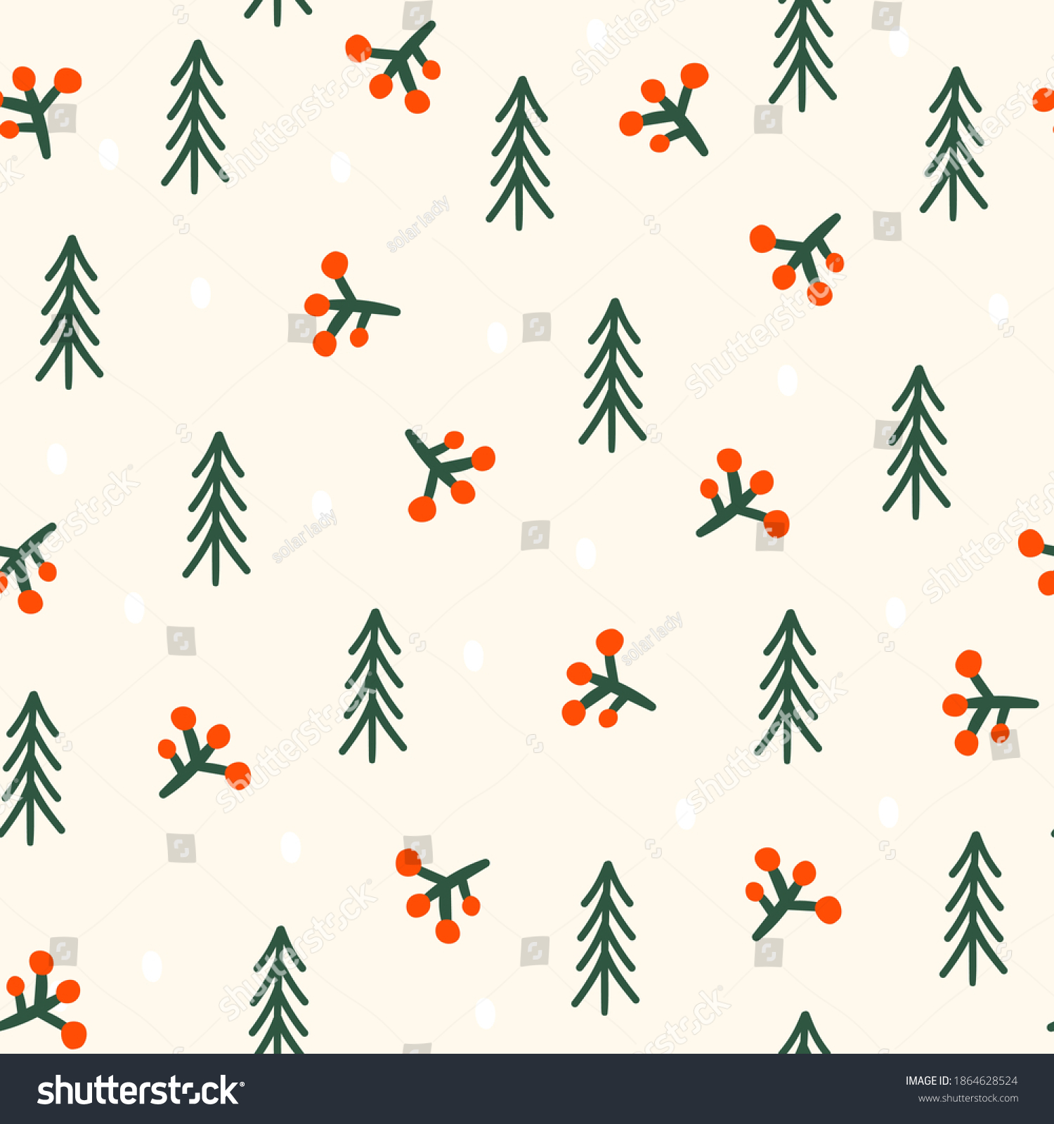 Seamless Patterns Christmas Tree Vector Illustration Stock Vector ...