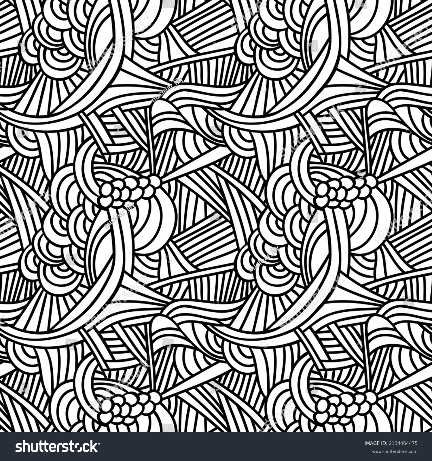 Seamless Patterns Doodle Waves Lines Stock Vector (Royalty Free ...