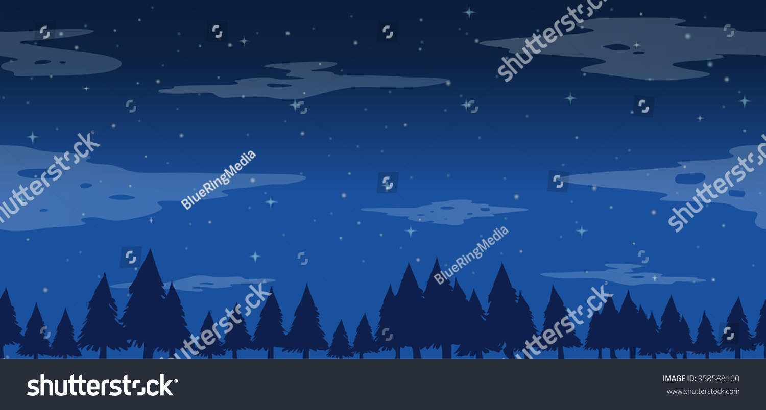 Seamless Pine Trees Night Illustration Stock Vector (Royalty Free ...