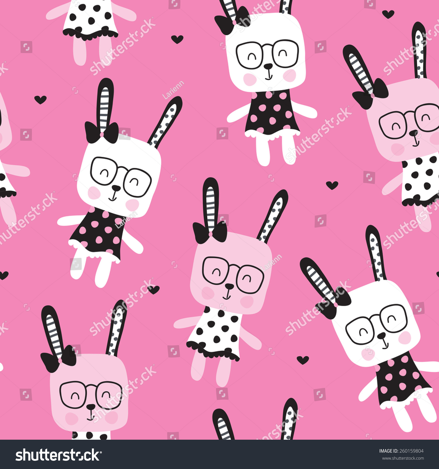 Seamless Pink Bunny Pattern Vector Illustration Stock Vector (Royalty ...