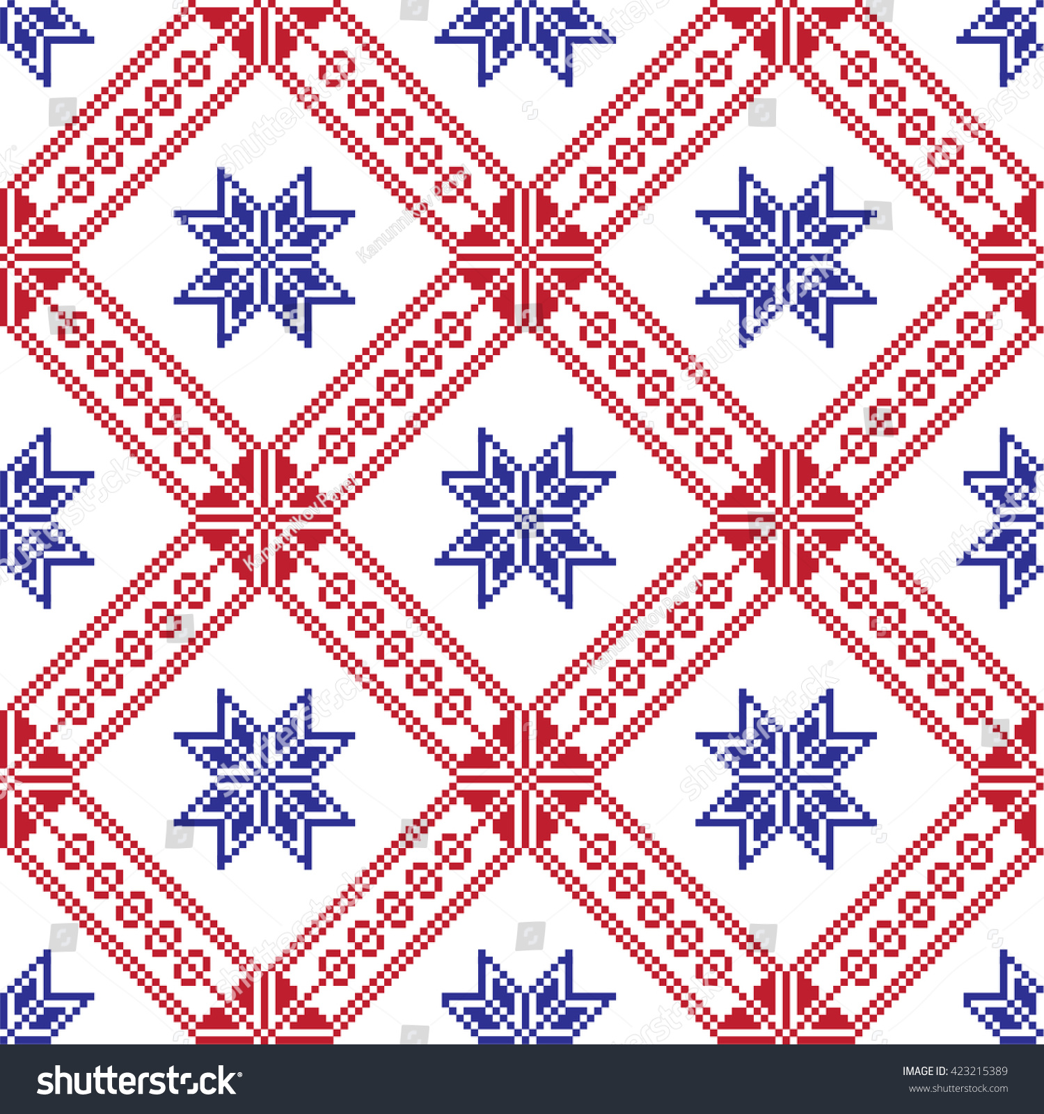 Seamless Pixel Pattern Embroidered On Transparent Stock Vector (Royalty ...