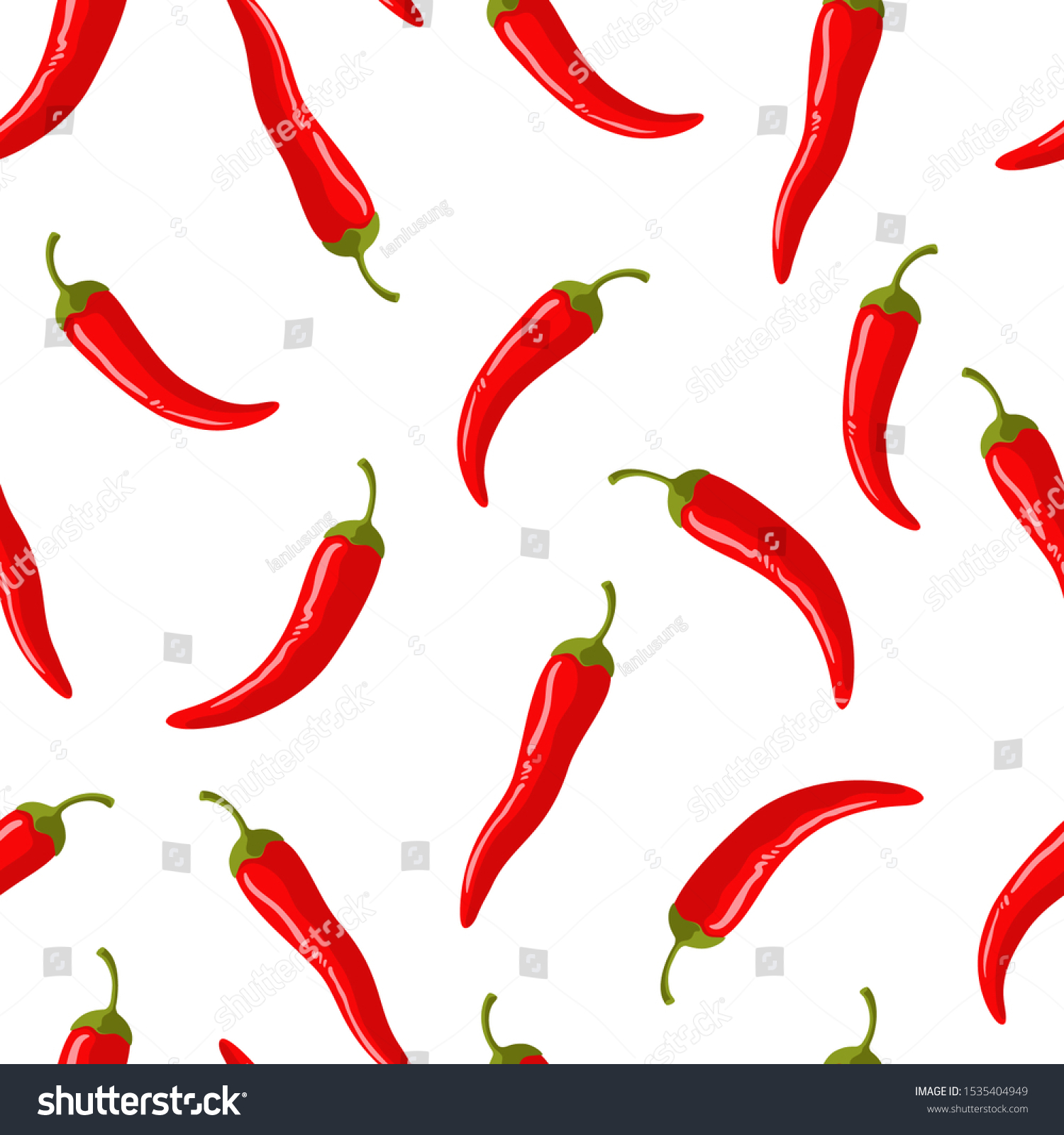 Seamless Red Chili Pepper Pattern White Stock Vector (Royalty Free ...