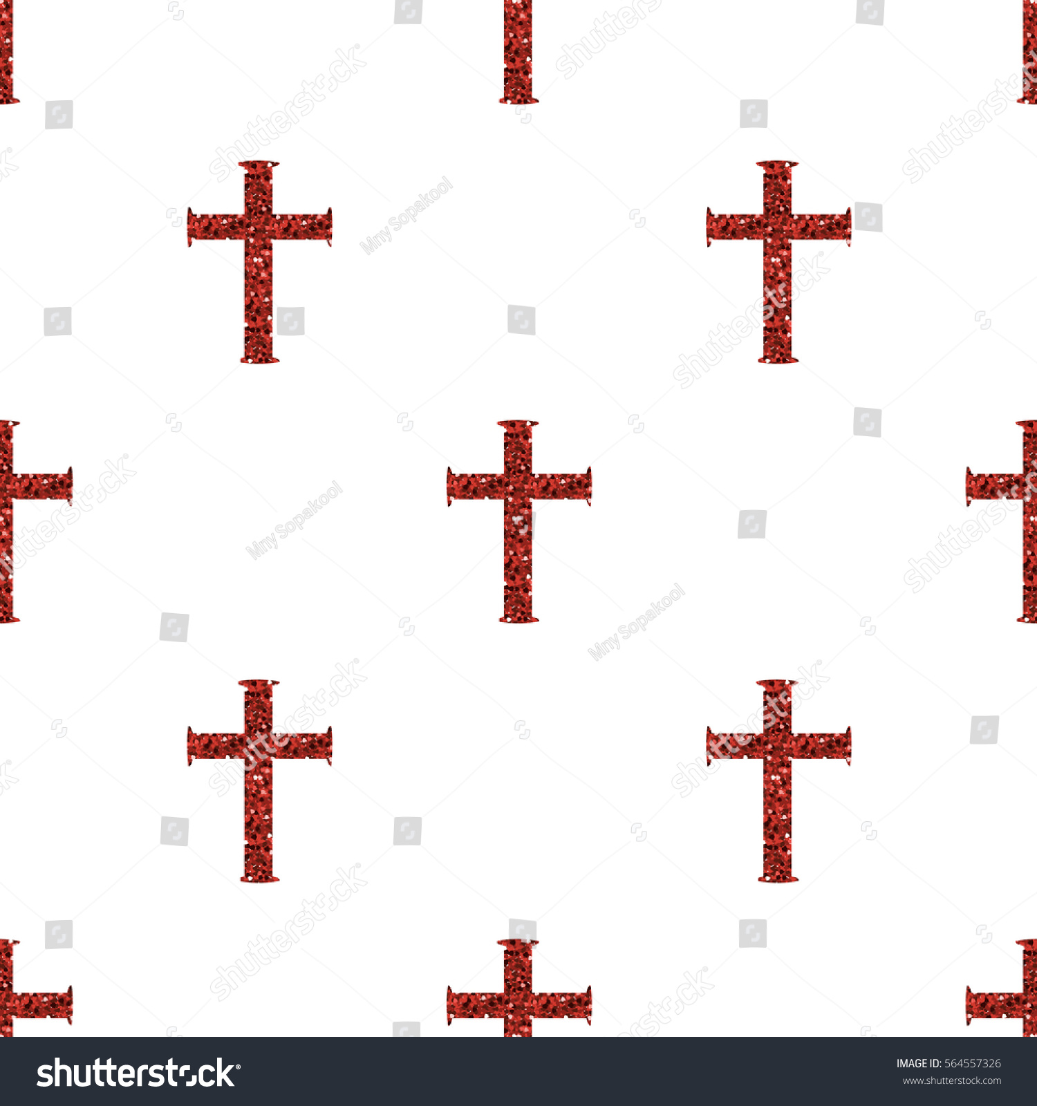 Seamless Red Glitter Christian Cross Pattern Stock Vector (Royalty Free ...