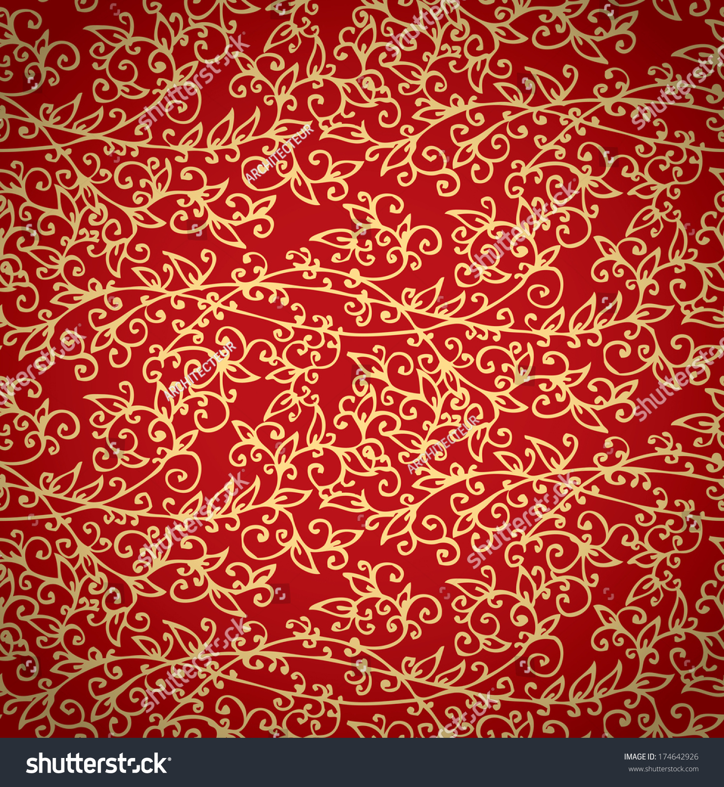 Seamless Red Gold Pattern Texture Background With Stock Vector (Royalty ...