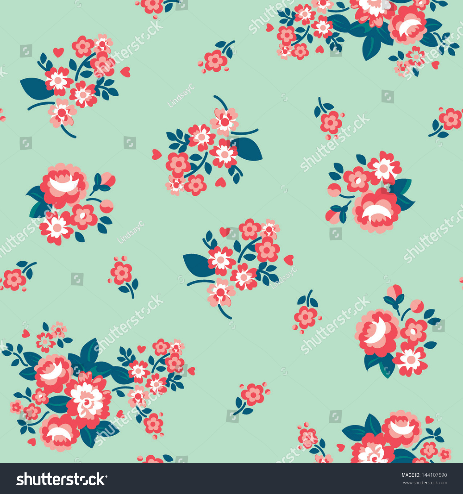 Seamless Repeating Background Ditsy Roses Stock Vector (Royalty Free ...