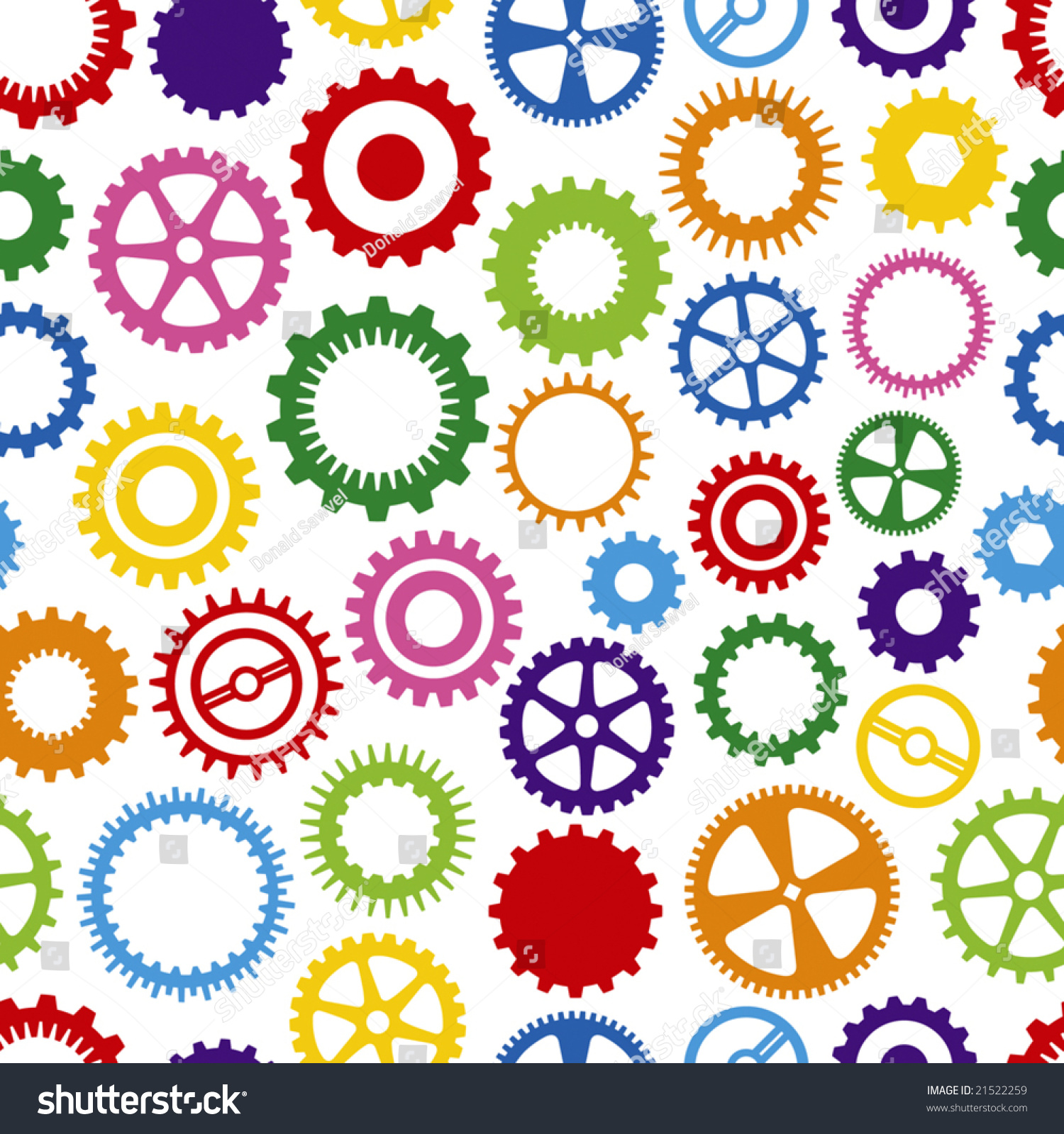 Seamless Repeating Colorful Cog Background Stock Vector 21522259 ...