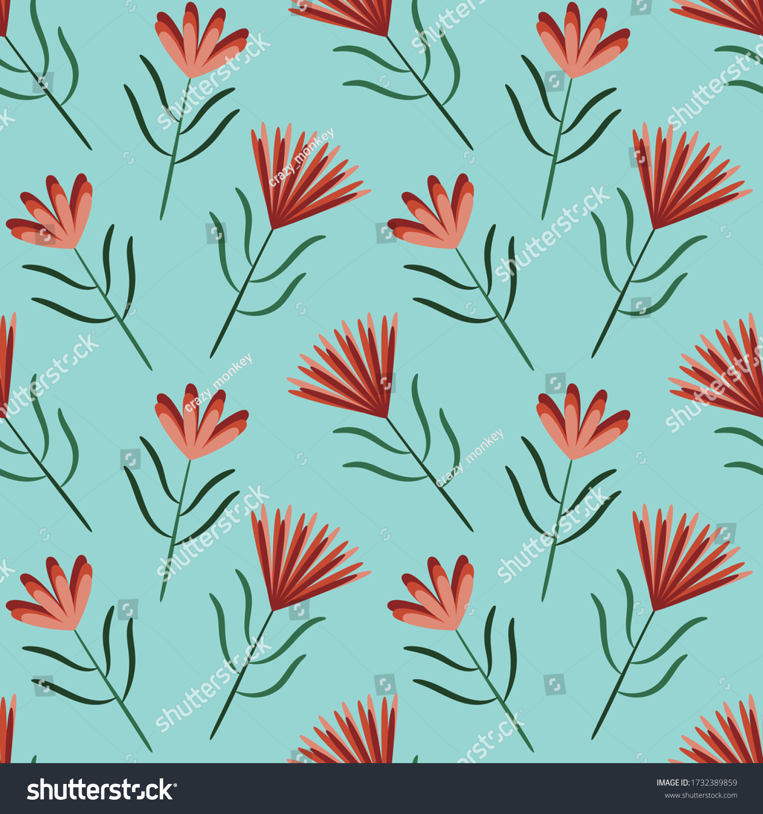 Seamless Repeating Pattern Flowers Vector Illustration Stock Vector ...