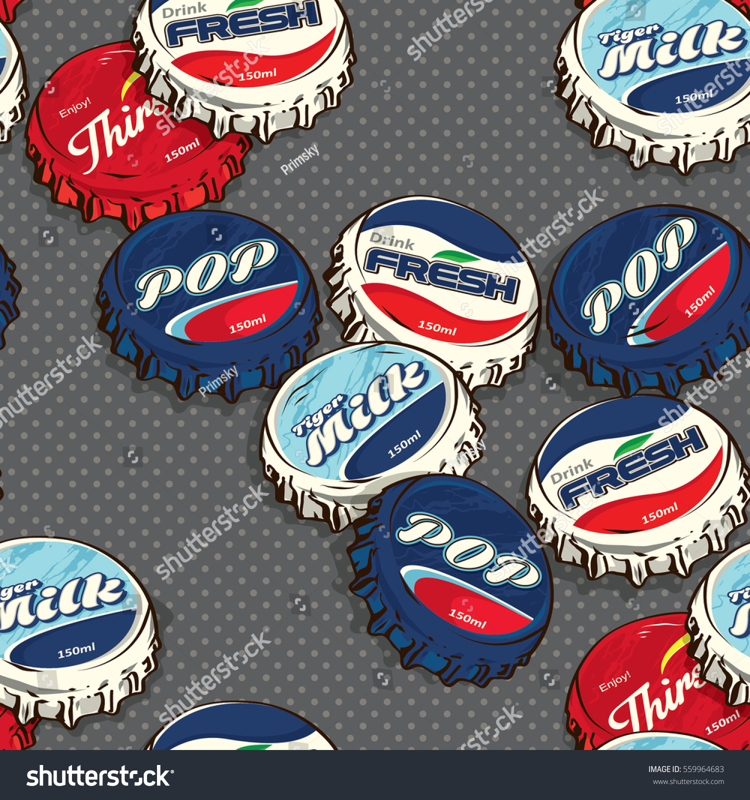 Seamless Retro Classic Popular Bottle Caps Stock Vector (Royalty Free ...