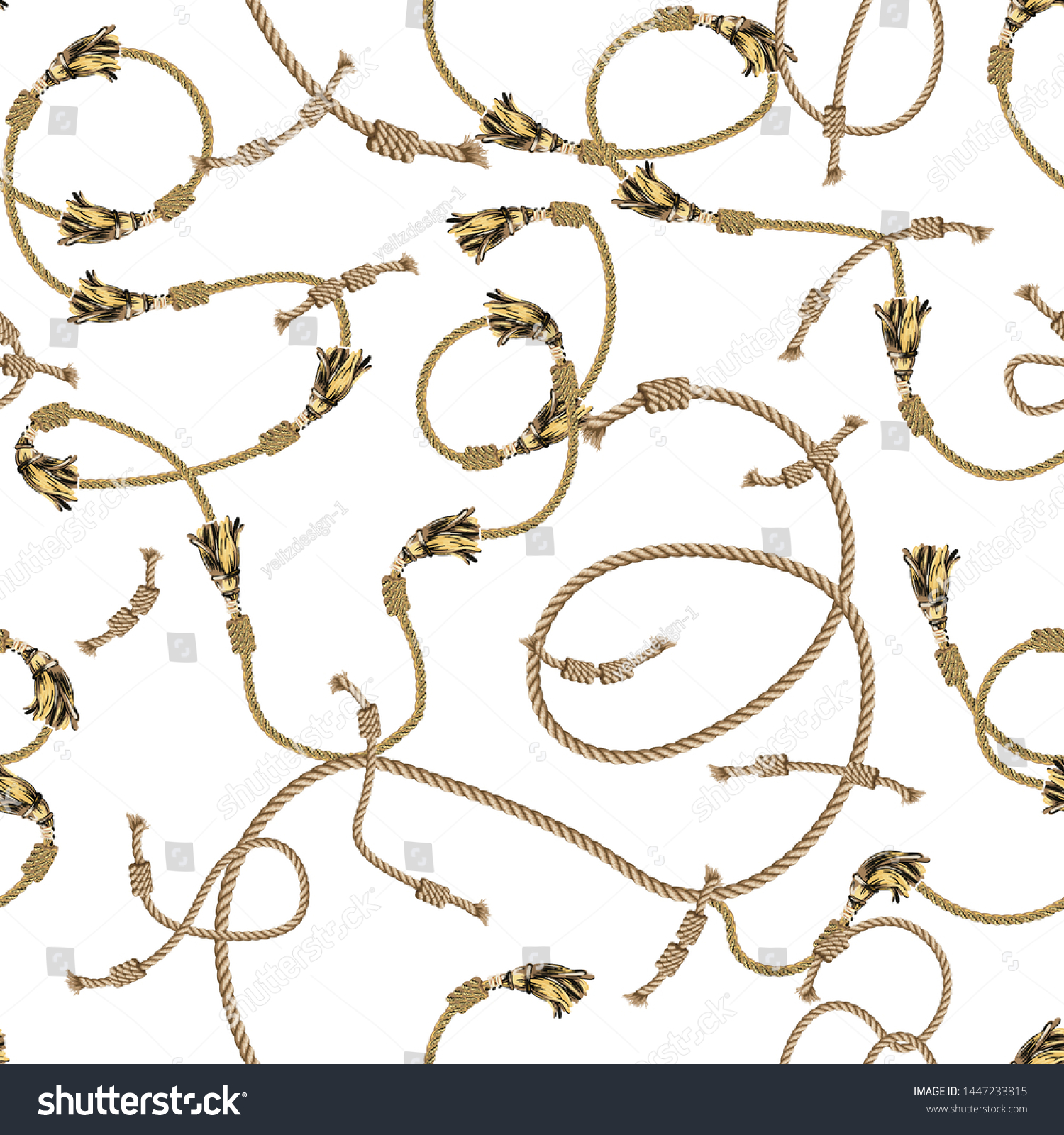 Seamless Rope Tassel Pattern Rope Background Stock Vector (Royalty Free ...