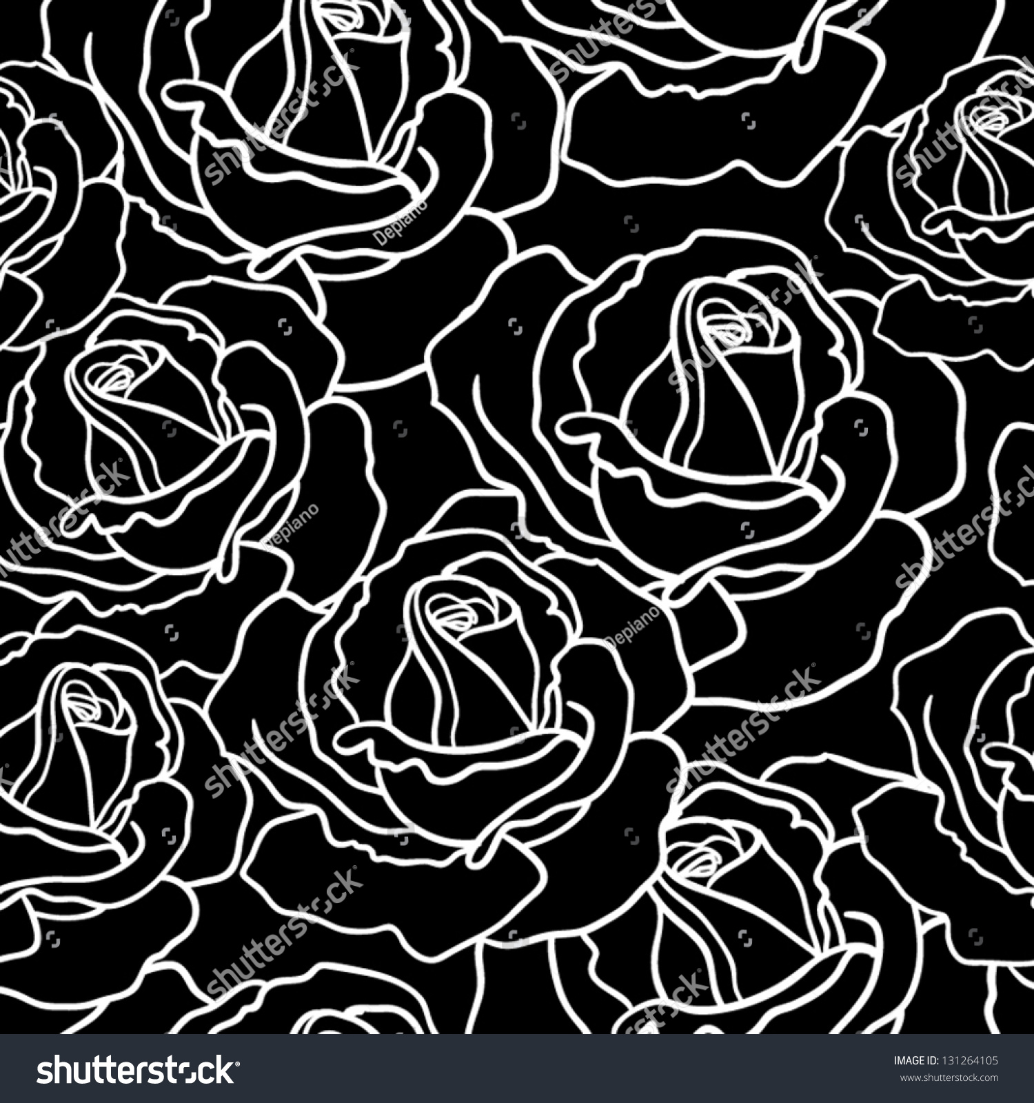 Seamless Roses Pattern Black White Seamless stockvector (rechtenvrij ...