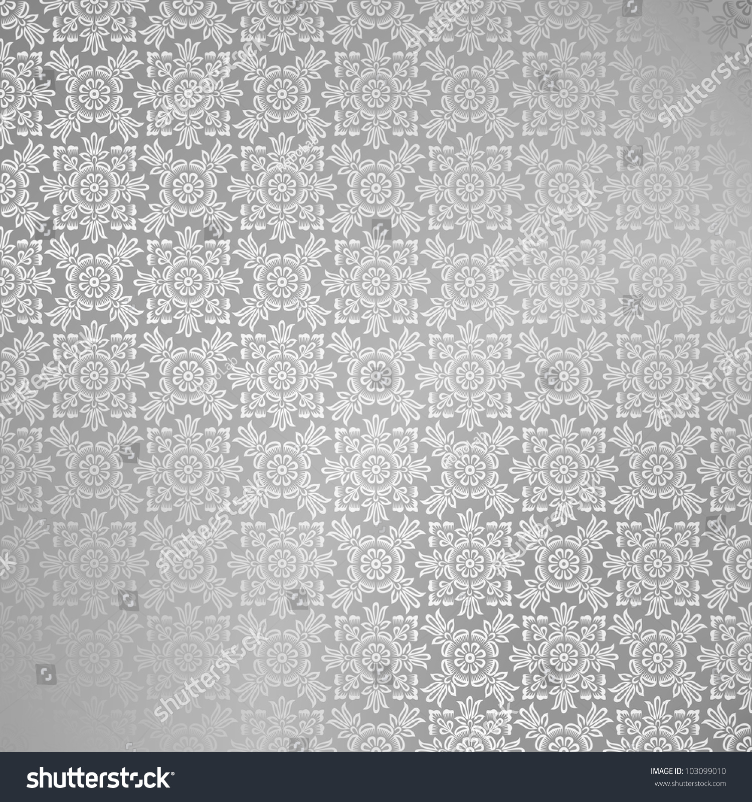 Seamless Silver Damask Wallpaper Stock Vector Illustration 103099010 ...