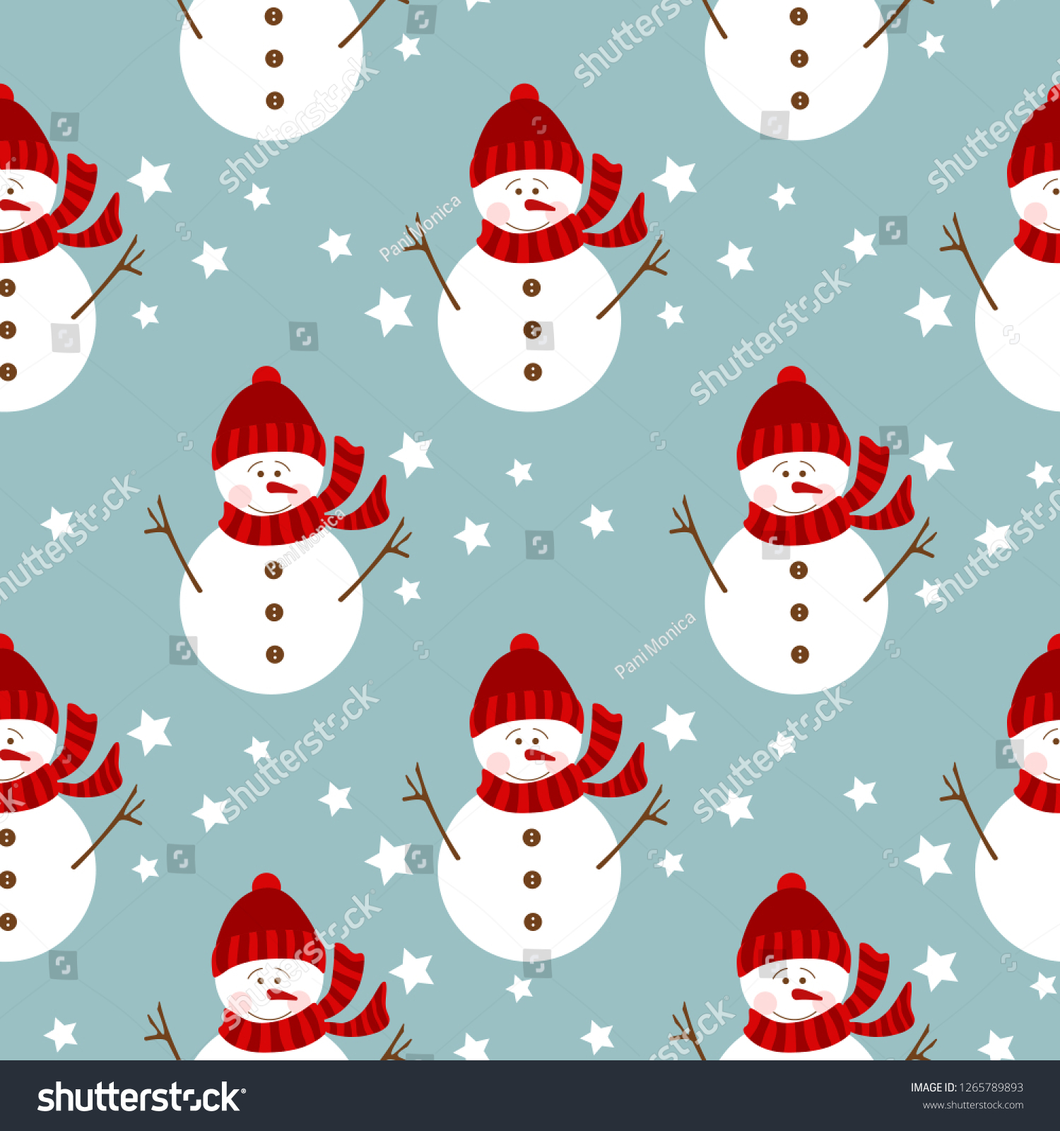 Seamless Snowman Pattern Vector Illustration: เวกเตอร์สต็อก (ปลอดค่า ...