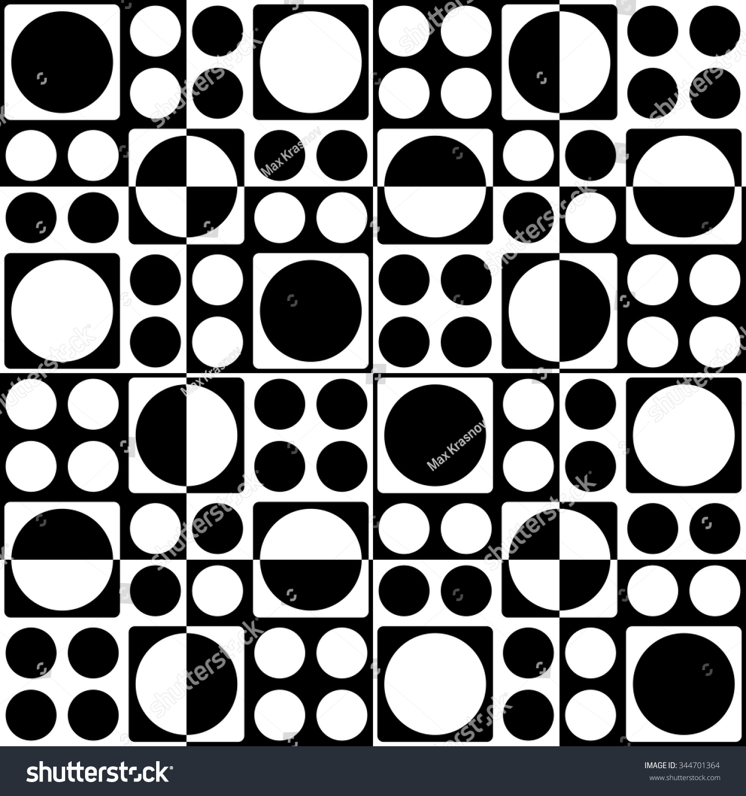 Seamless Square Circle Pattern Abstract Black Stock Vector 344701364 ...