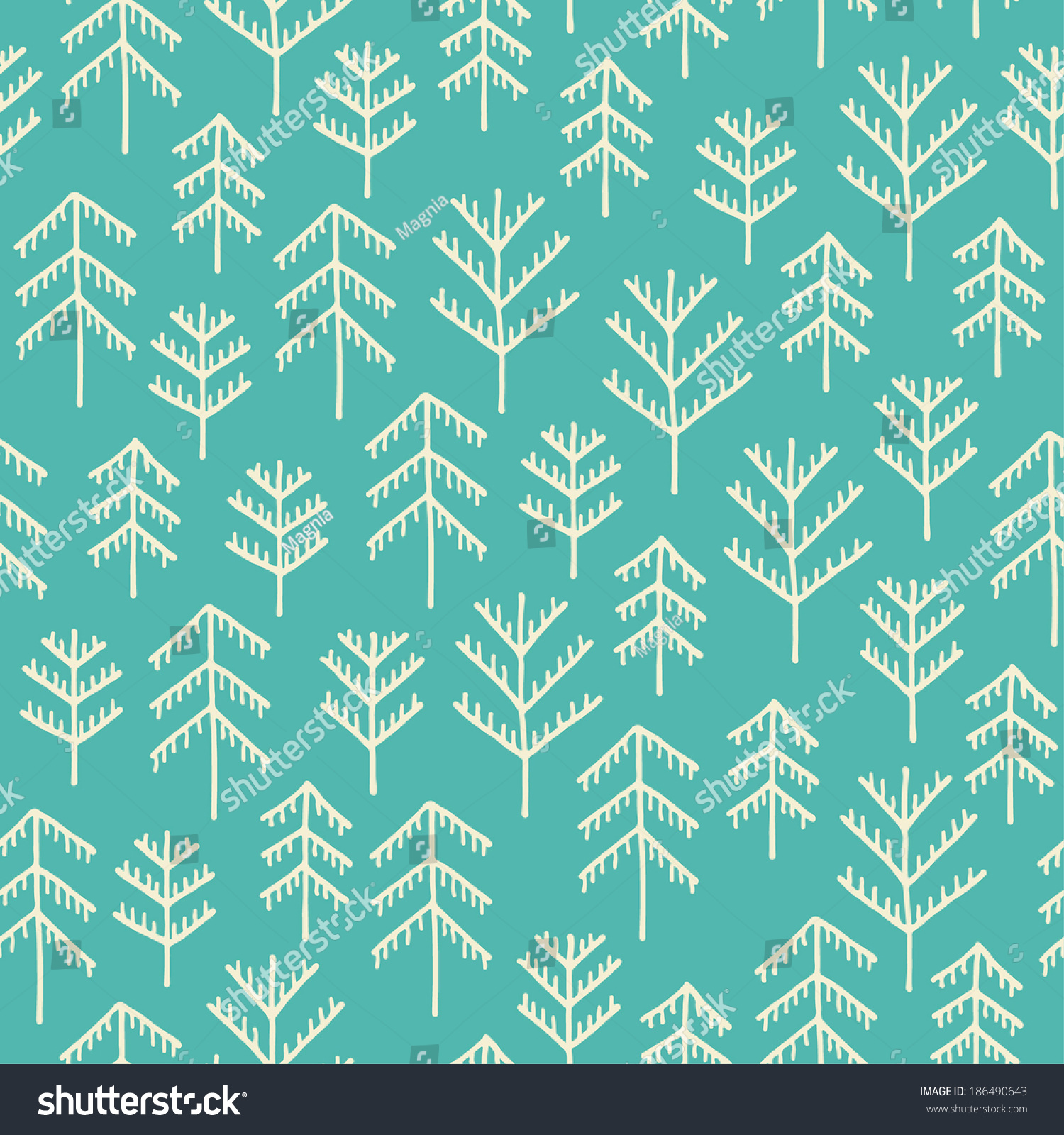 Seamless Stylish Pattern Coniferous Trees Vector Stock Vector (Royalty ...