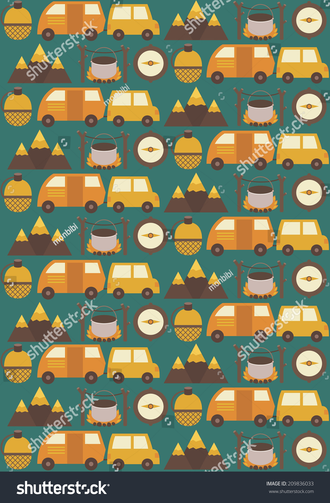 Seamless Summer Camp Pattern Design Vector Stock Vector (Royalty Free ...