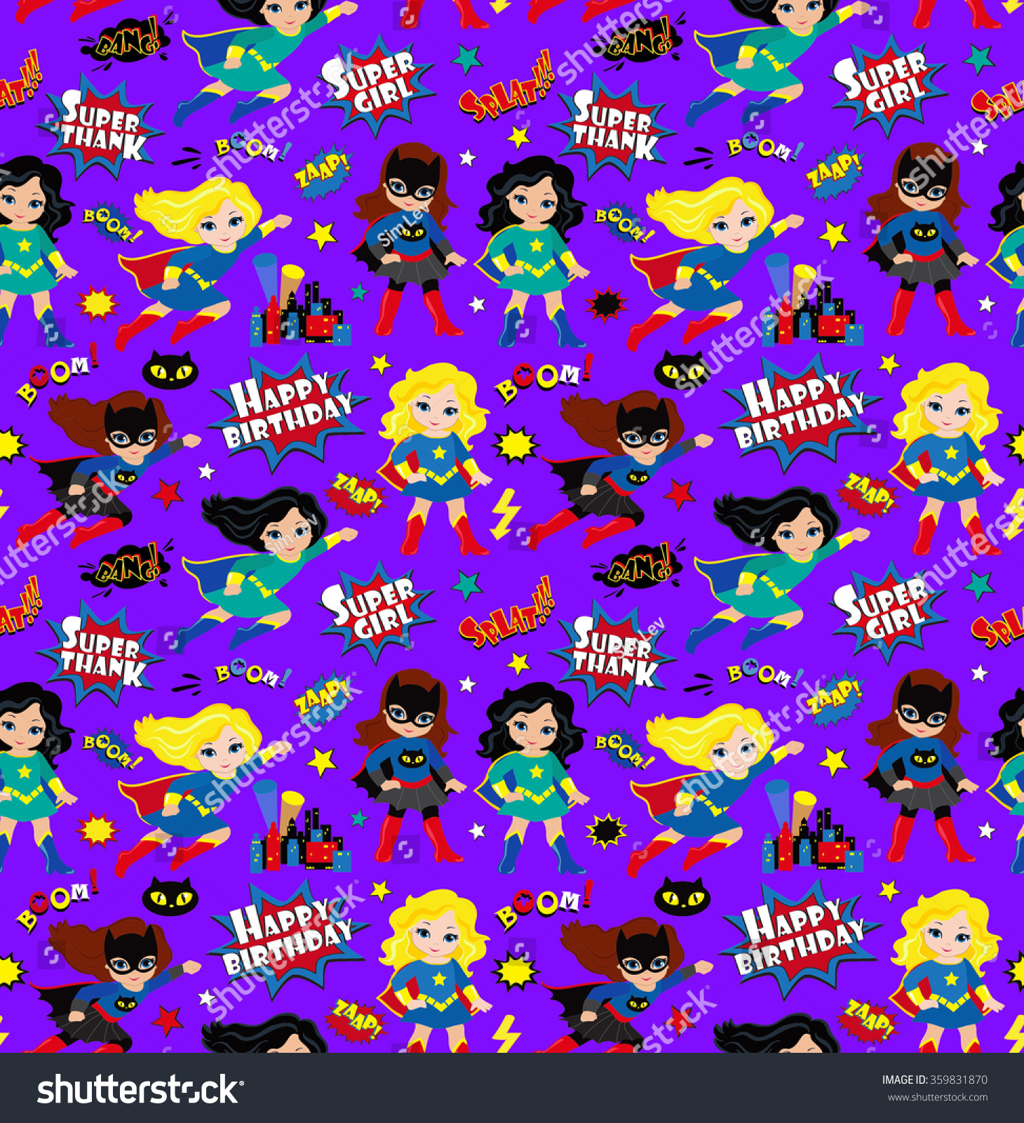 Seamless Superhero Girls Background Pattern Vector Stock Vector ...