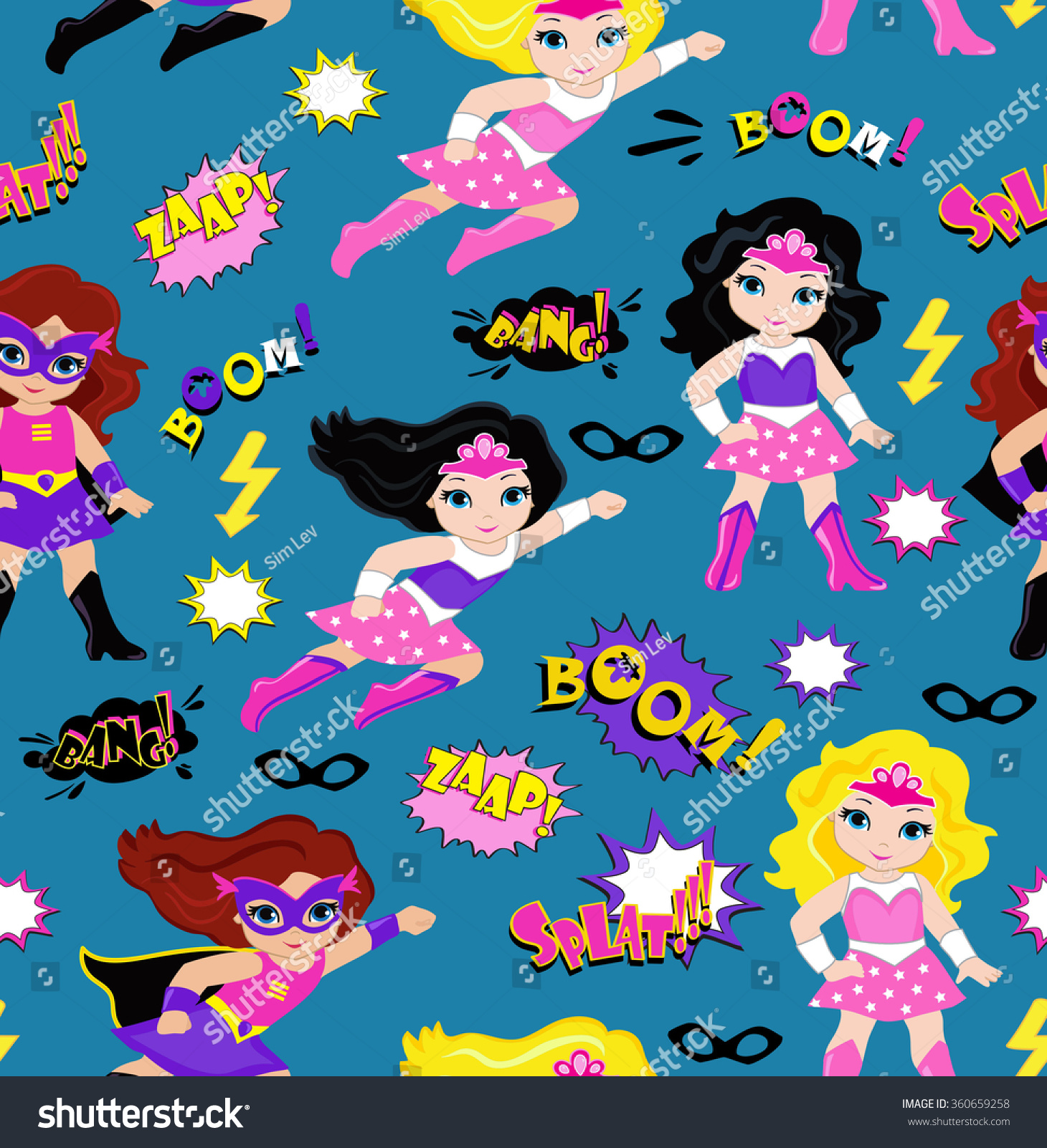 Seamless Superhero Girls Background Pattern Vector Stock Vector ...