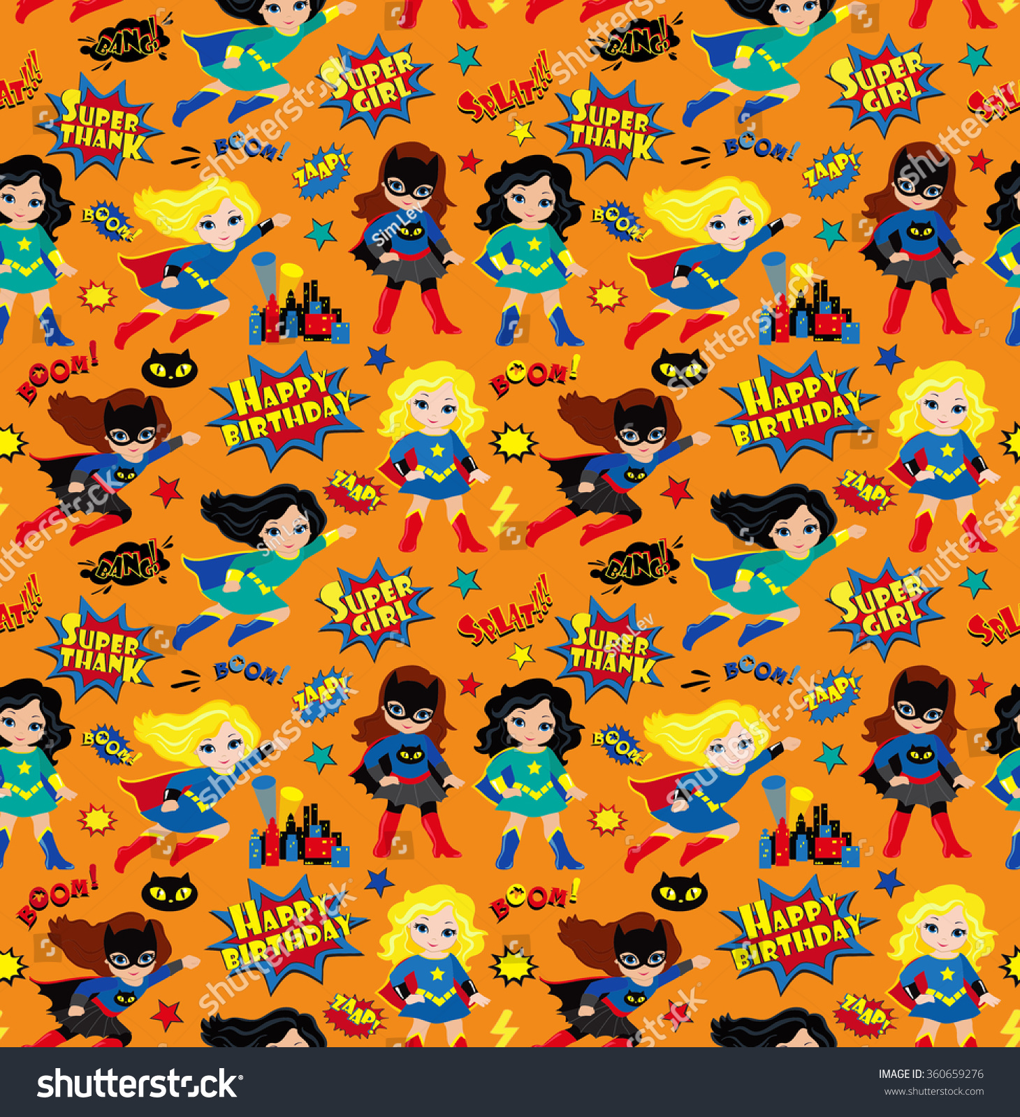 Seamless Superhero Girls Background Pattern Vector Stock Vector ...