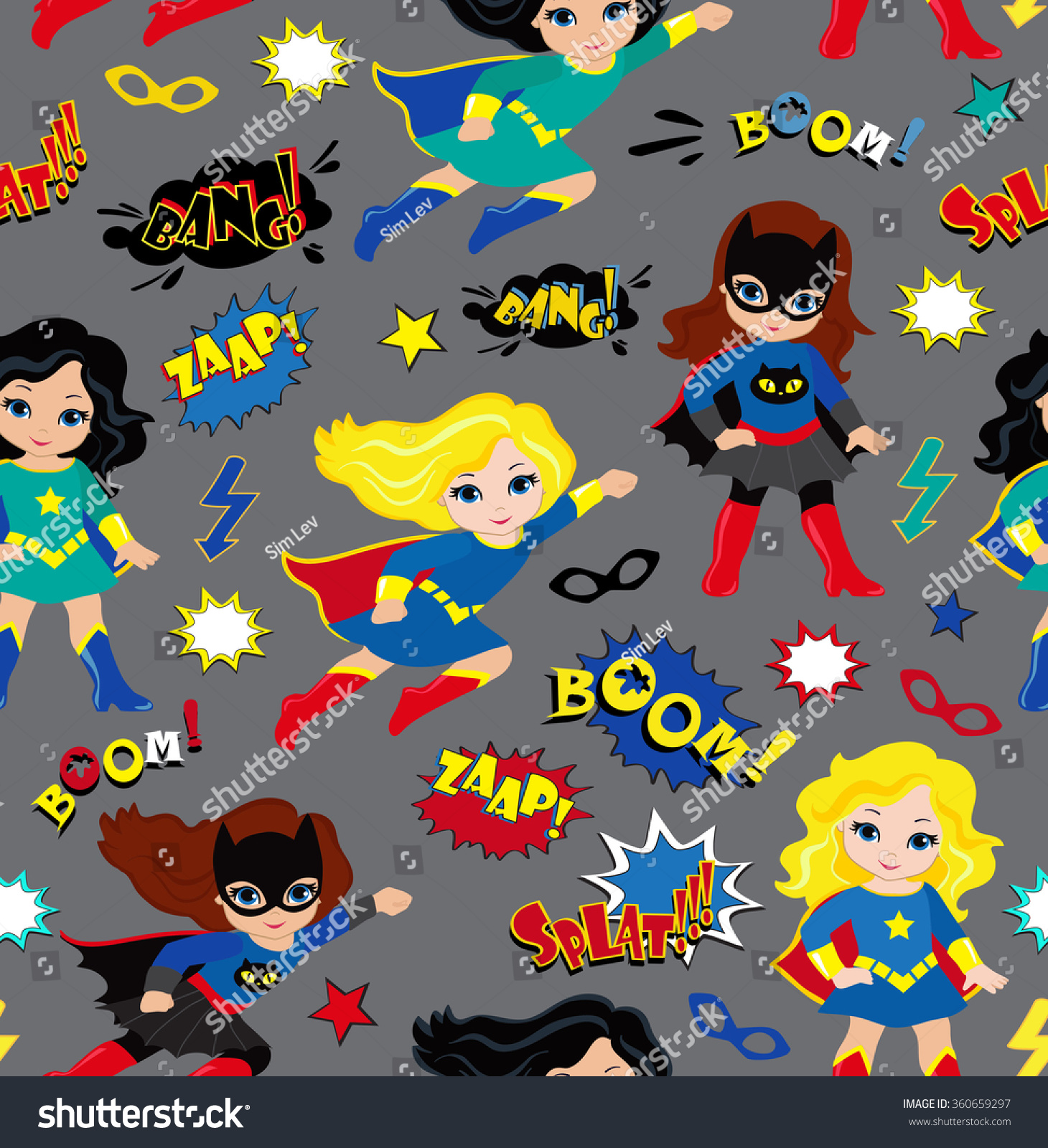 Seamless Superhero Girls Background Pattern Vector Stock Vector ...