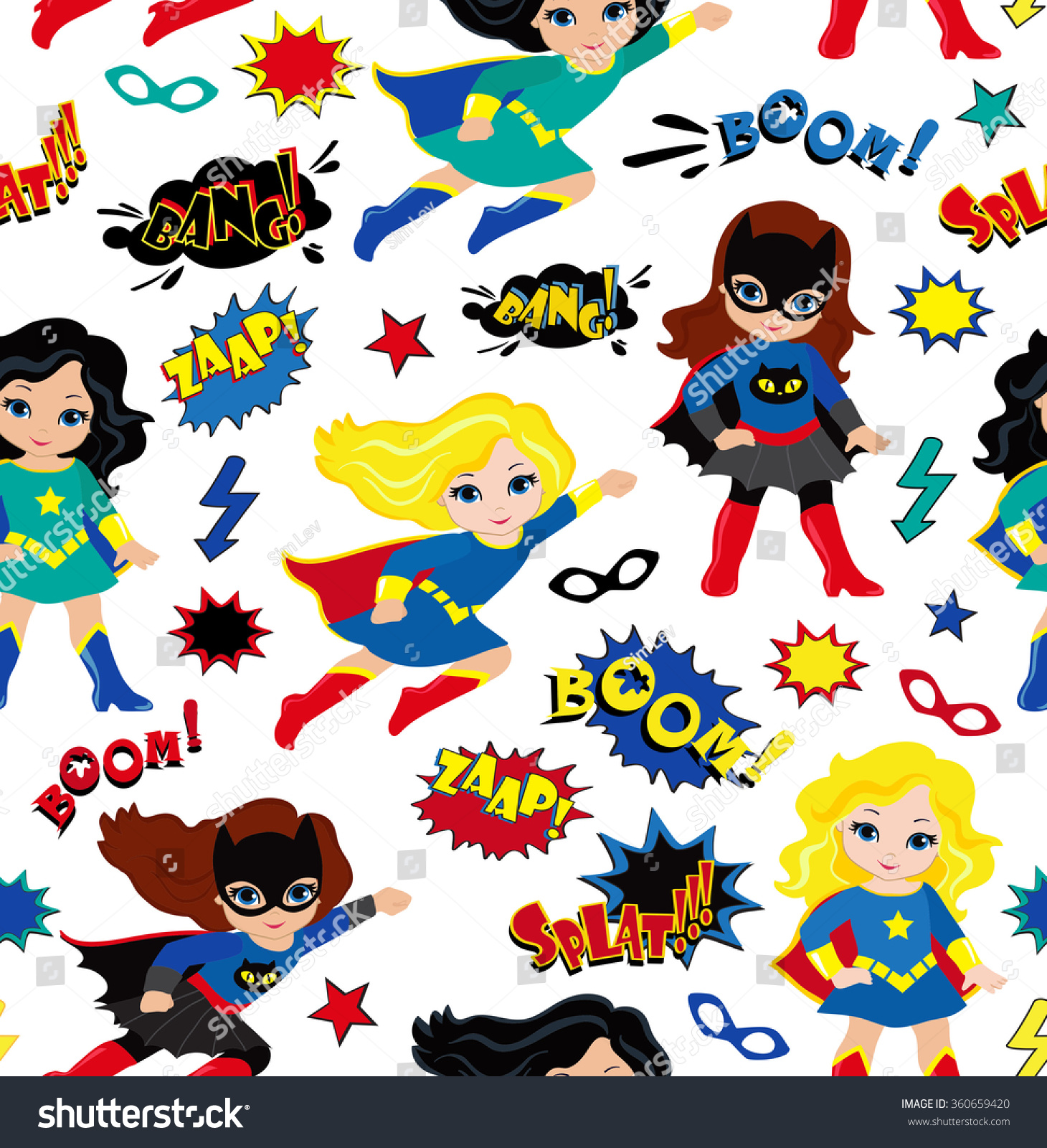Seamless Superhero Girls Background Pattern Vector: vetor stock (livre ...