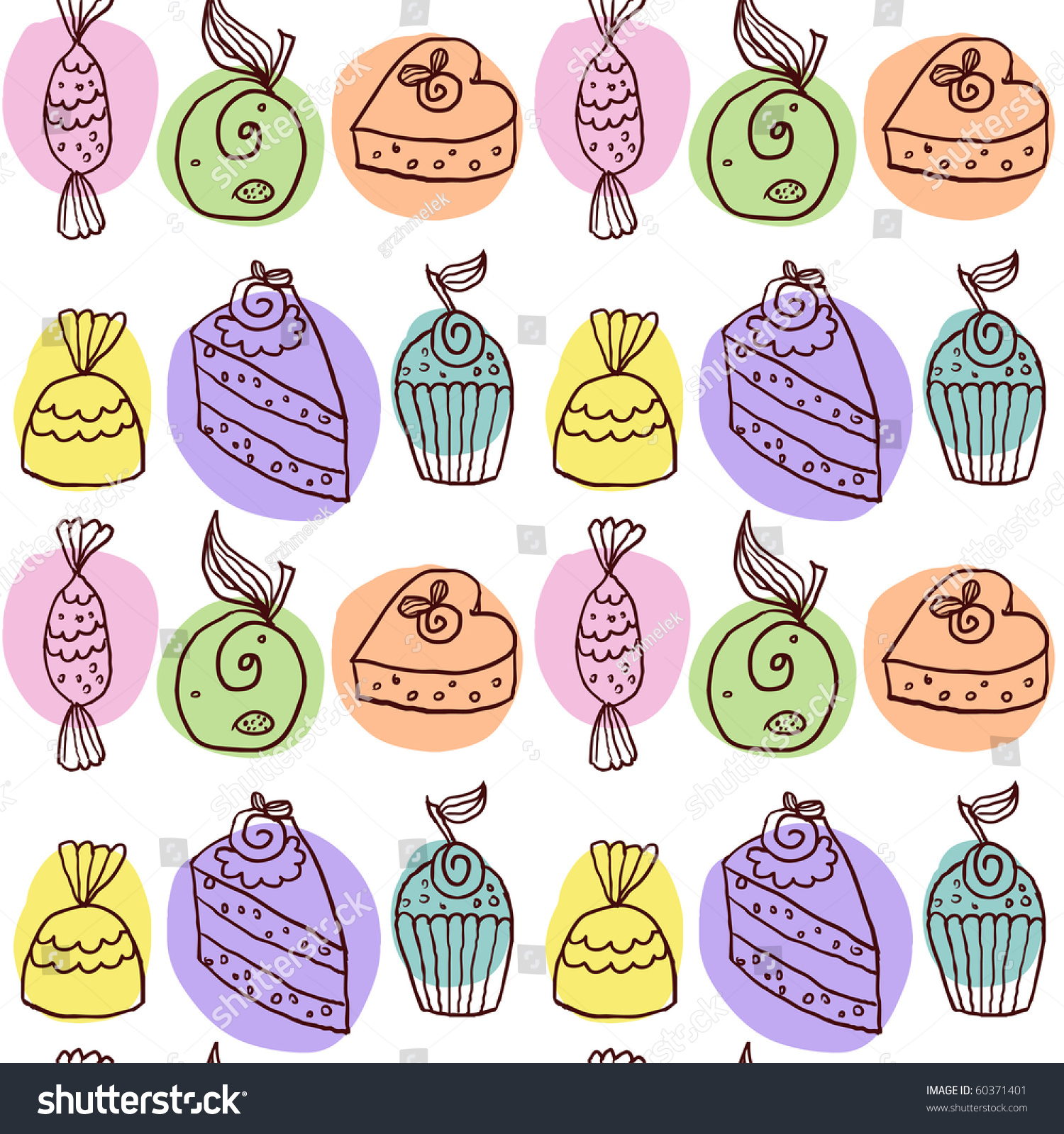 Seamless Sweets Pattern Cartoon Style Stock Vector (Royalty Free) 60371401