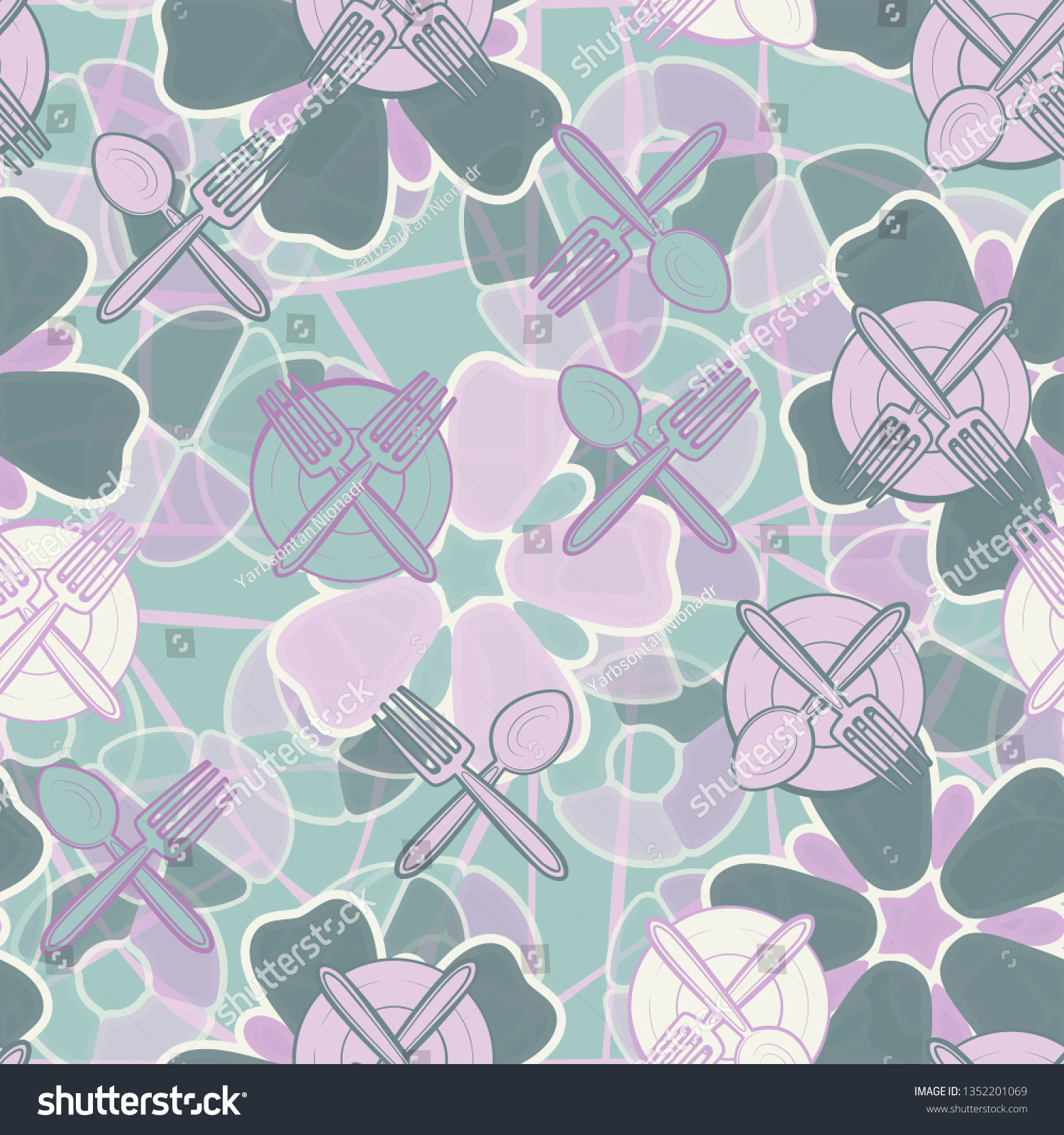 Seamless Texture Drawn Kitchen Utensils On Stock Vector (Royalty Free ...