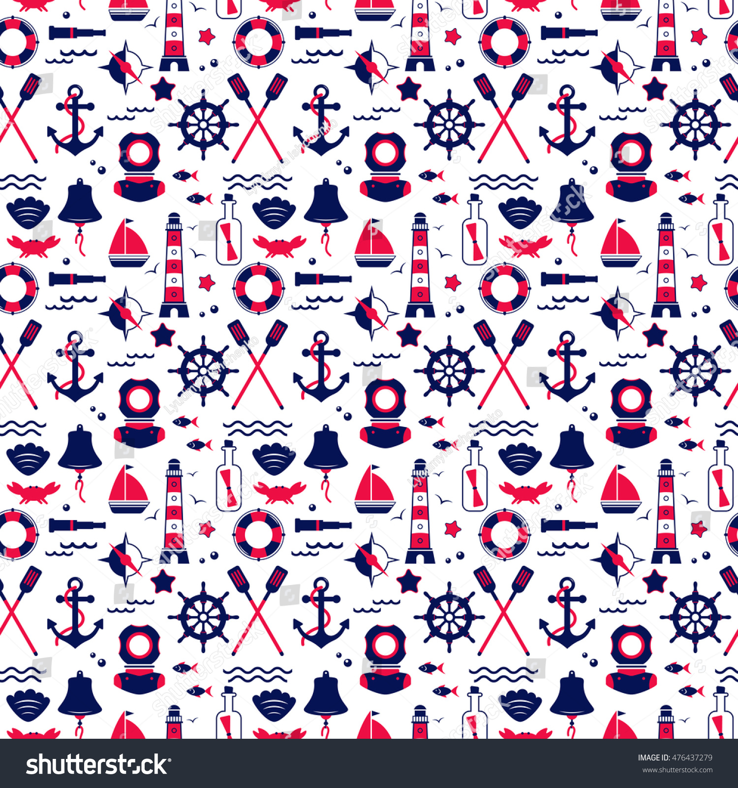 Seamless Texture Sailing Elements Pattern Abstract Stock Vector ...