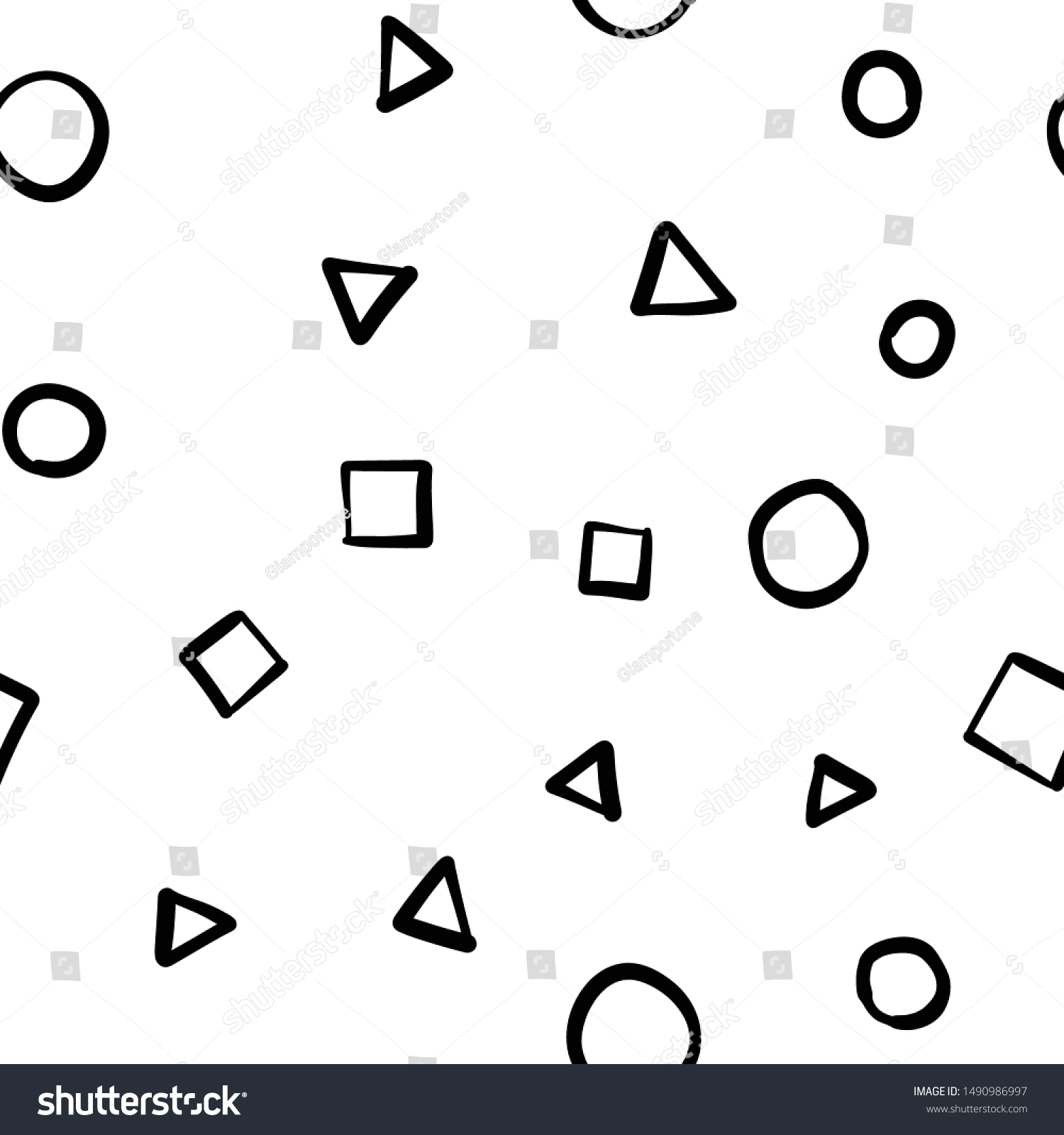 Seamless Texture Linear Basic Shape Doodles Stock Vector (Royalty Free ...