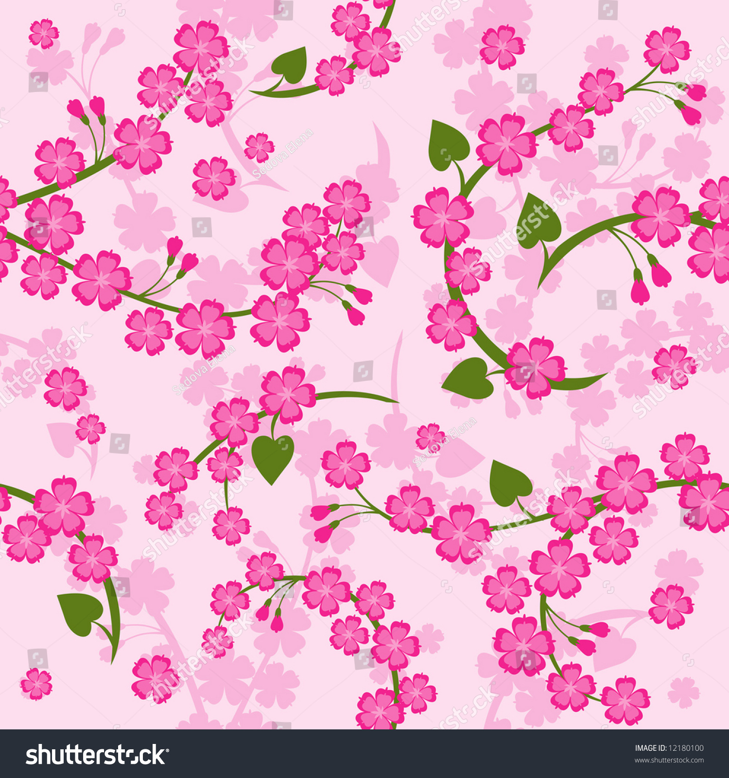 Seamless Texture Sakura Stock Vector (Royalty Free) 12180100