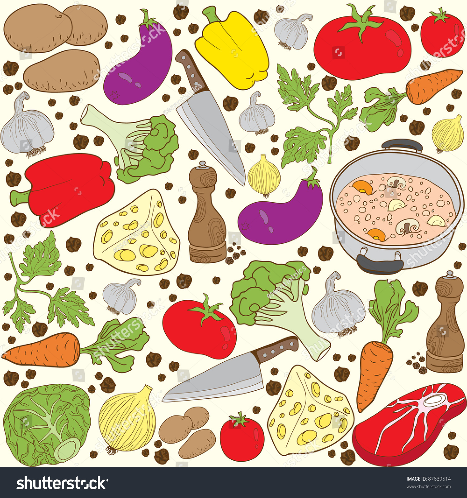 Seamless Texture Soup Cooking Stock Vector 87639514 - Shutterstock