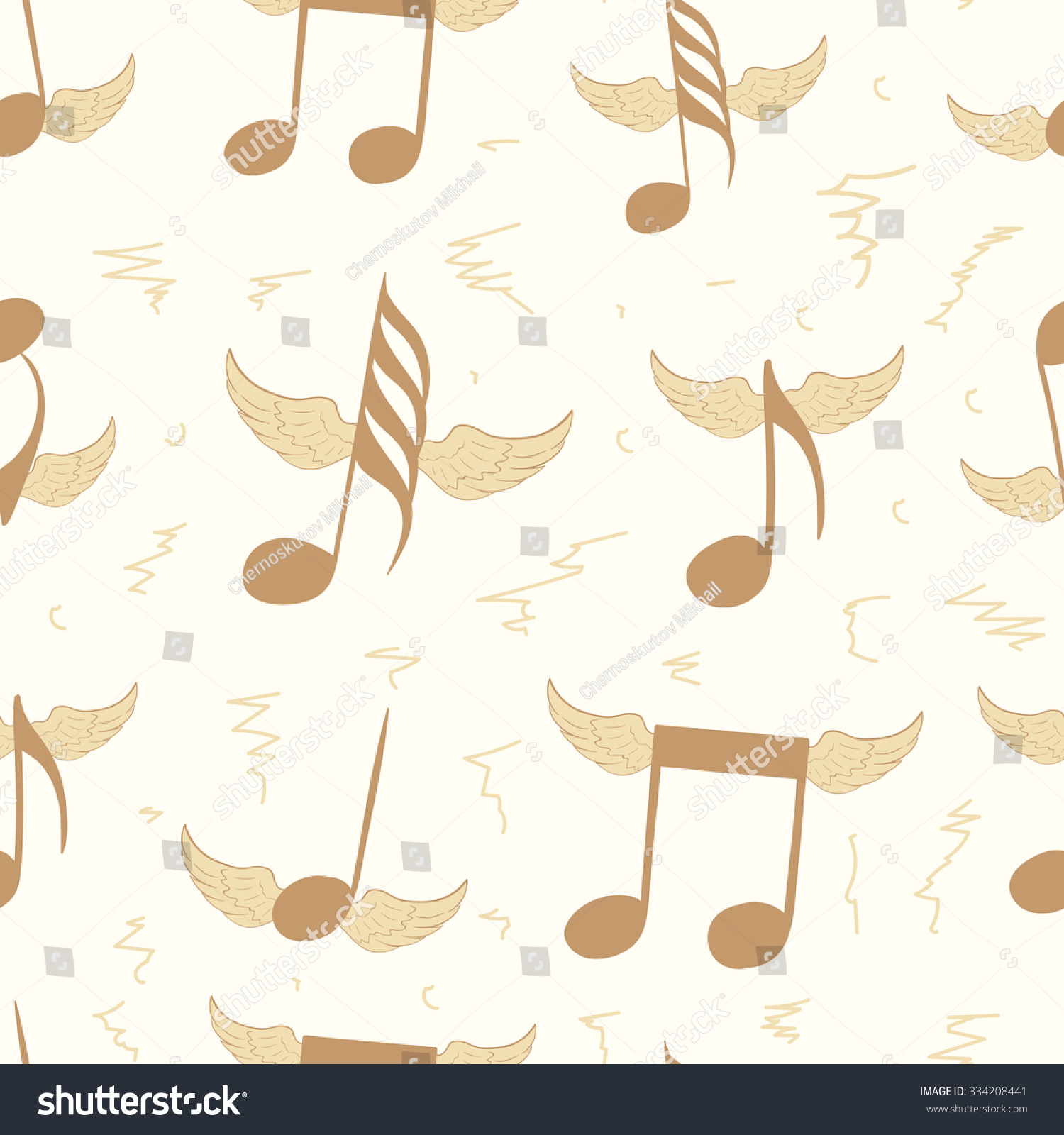 Seamless Texture Brown Winged Music Notes Stock Vector (Royalty Free ...
